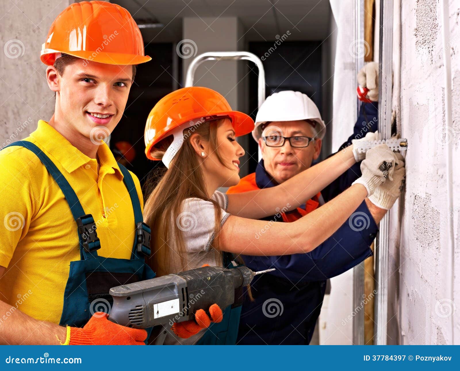 Group People in Builder Uniform. Stock Image - Image of people ...