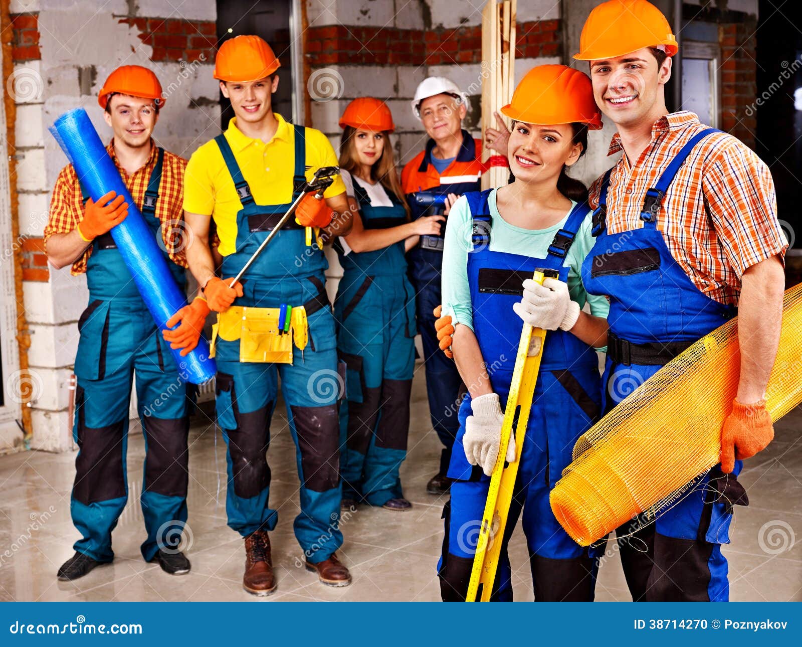 Group People in Builder Uniform. Stock Photo - Image of constructor ...