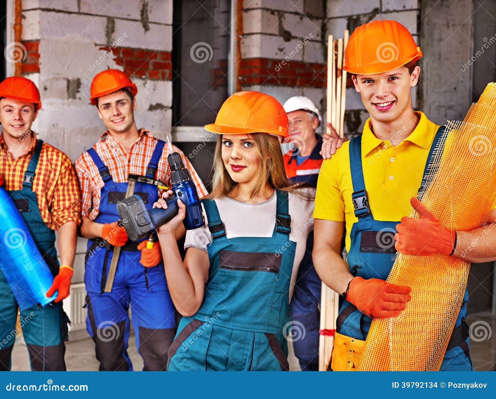 Group People in Builder Uniform. Stock Photo - Image of craftsman ...