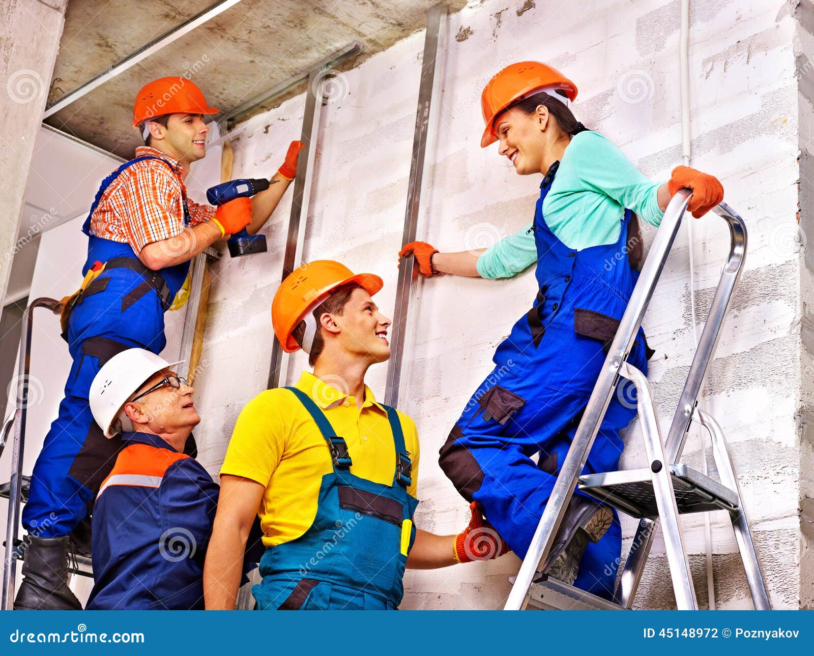Group People in Builder Uniform. Stock Photo - Image of building ...