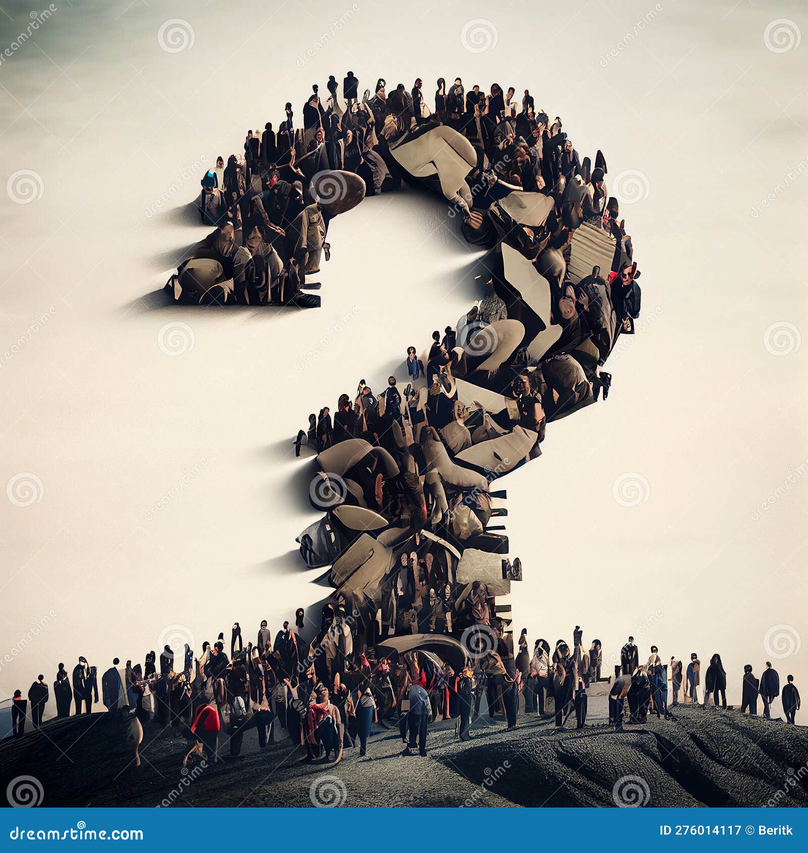 Group of People Building a Question Mark, Searching for Answers ...