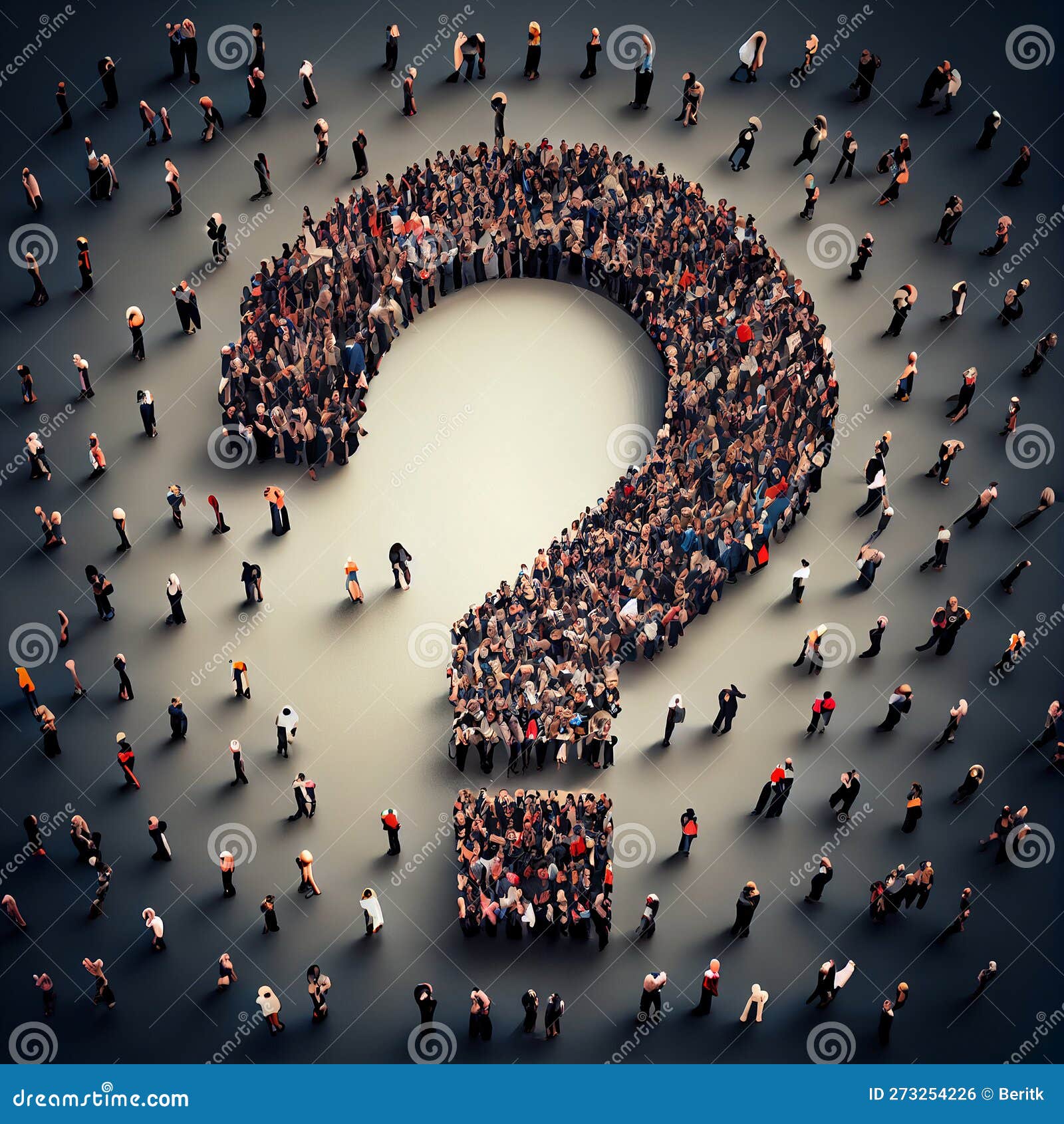 Group of People Building a Question Mark, Searching for Answers ...