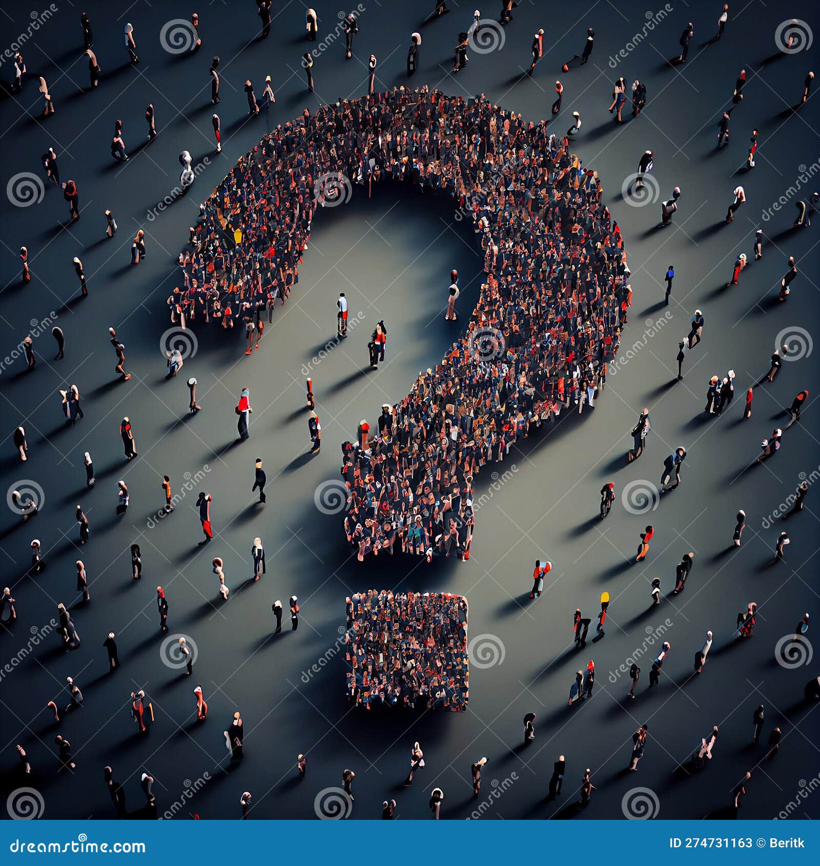 Group of People Building a Question Mark, Searching for Answers ...