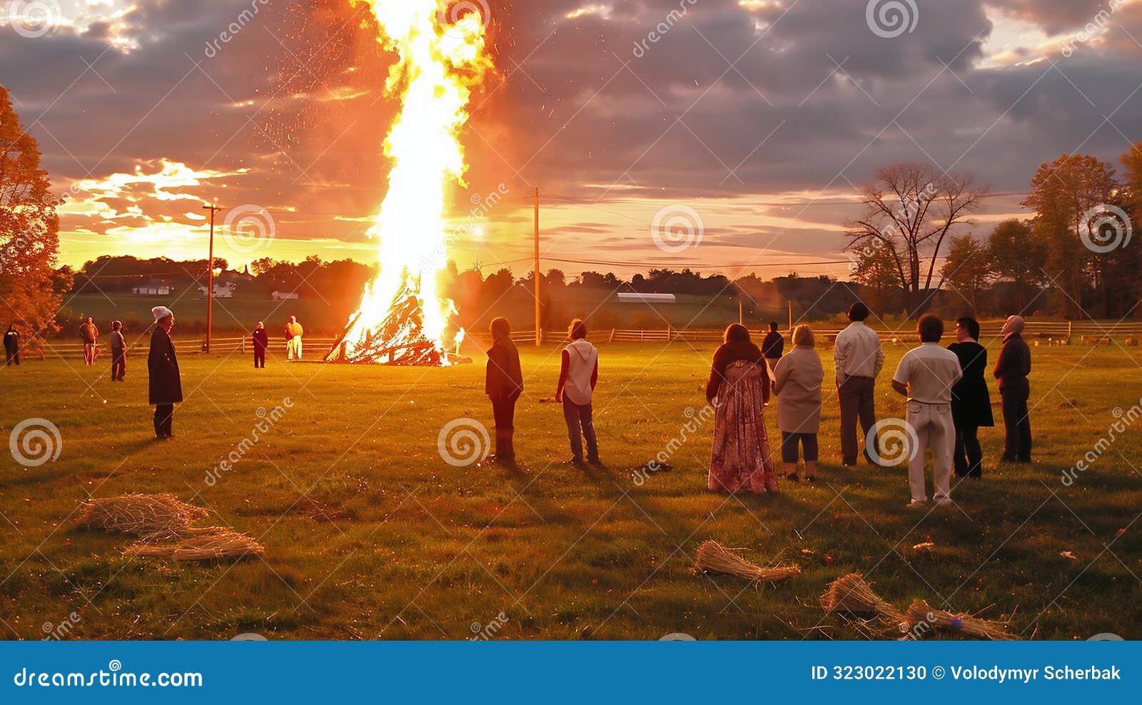 A Group of People Burn Fires in Nature Stock Photo - Image of forest ...
