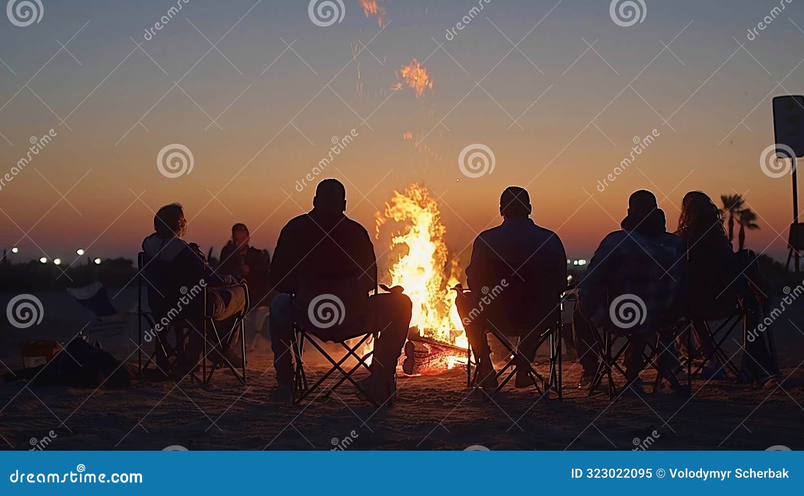 A Group of People Burn Fires in Nature Stock Image - Image of light ...