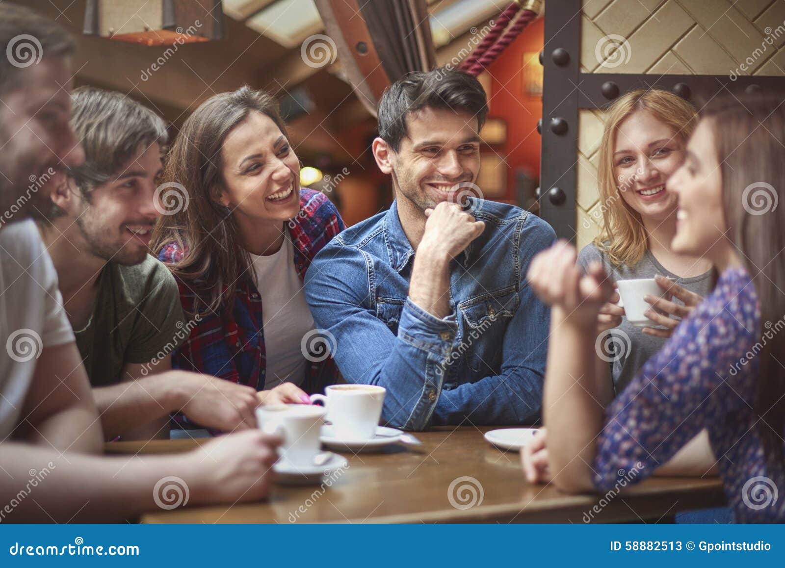 Group of people at cafe stock image. Image of sitting - 58882513