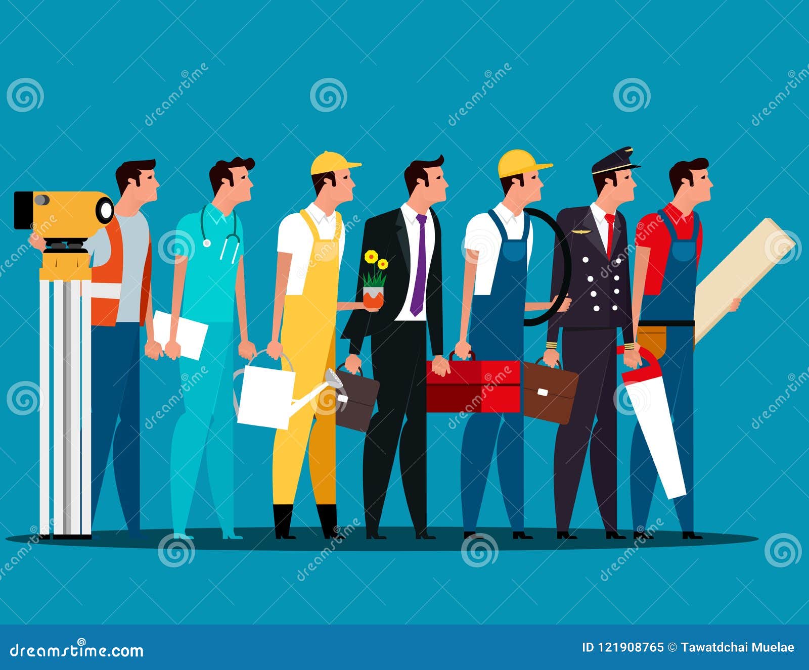 Career Characters Design. Include Waiter, Businesswoman, Engineer ...