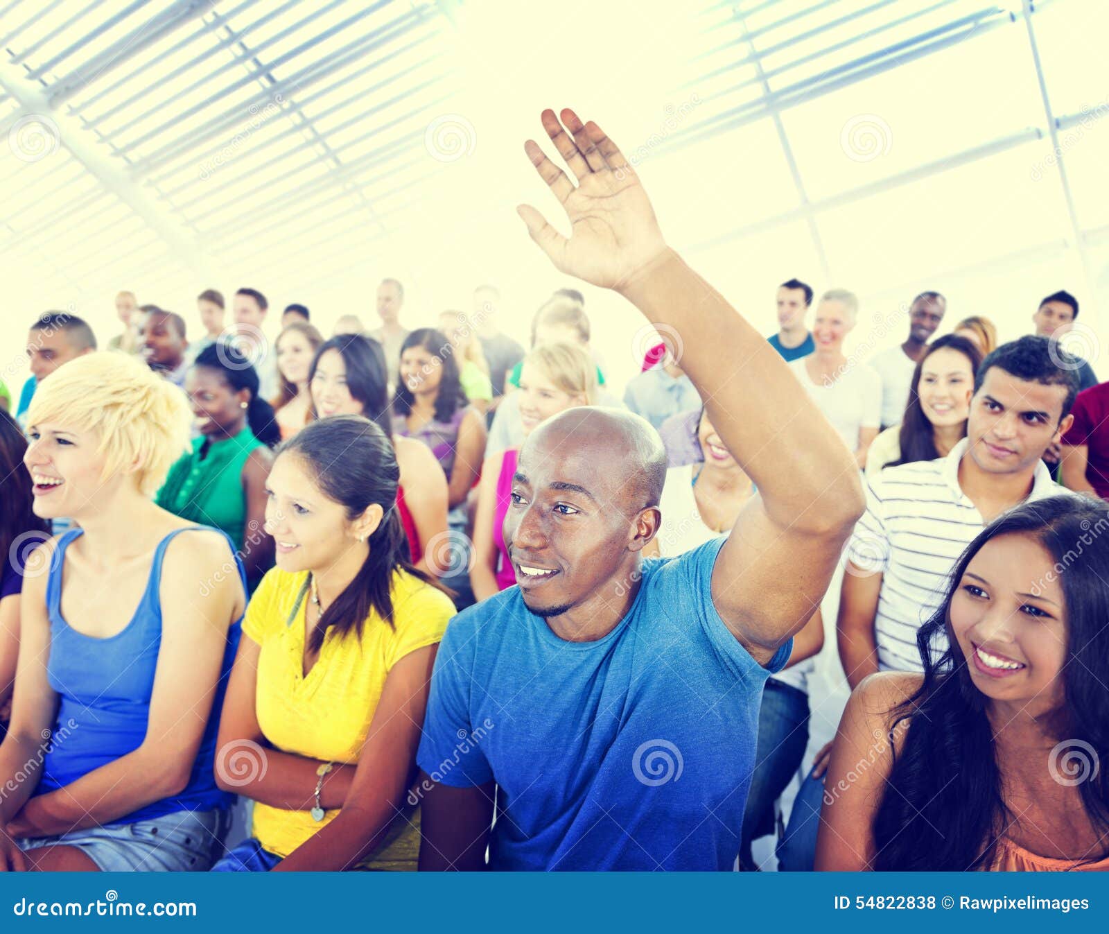 Group People Casual Learning Lecture Hand Raised Concept Stock Photo ...