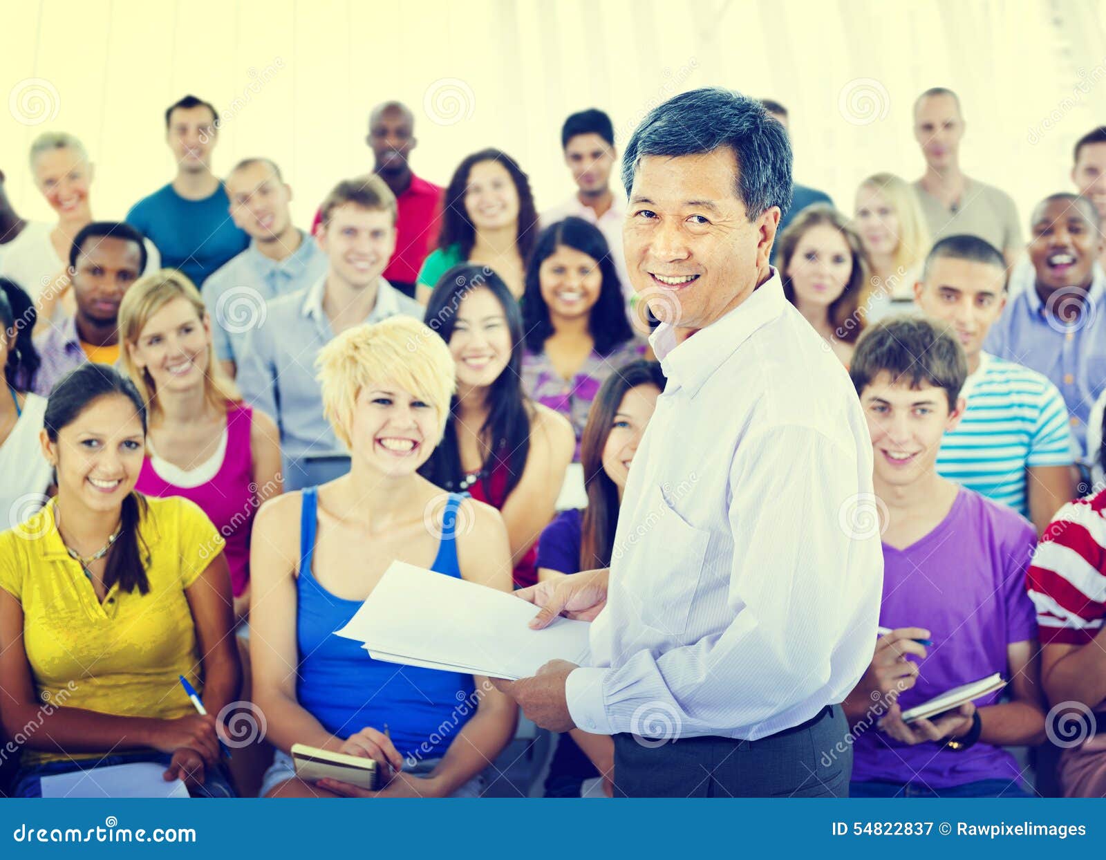 Group People Casual Lecture Teacher Speaker Notes Concept Stock Image ...