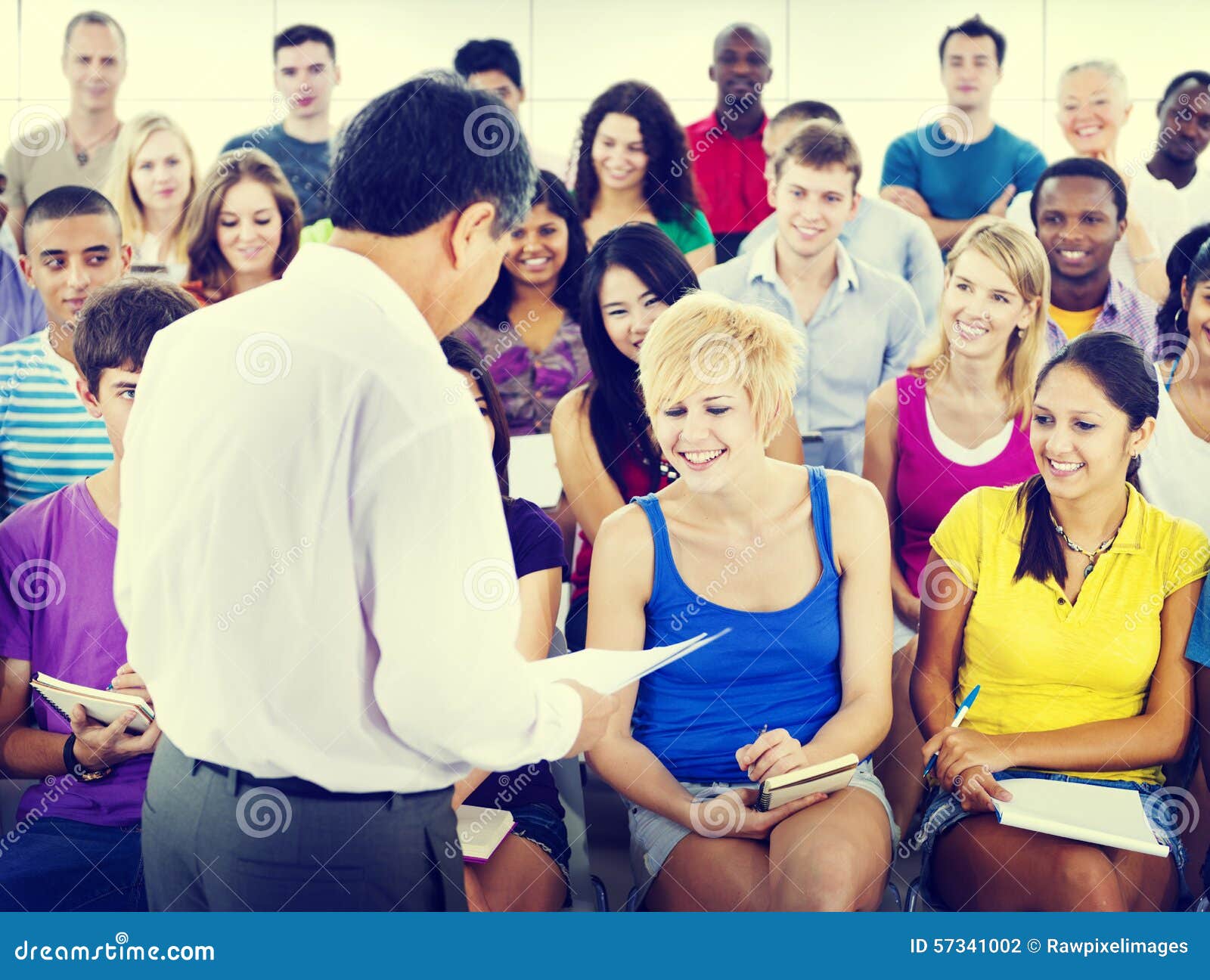 Group People Casual Lecture Teacher Speaker Notes Concept Stock Photo ...