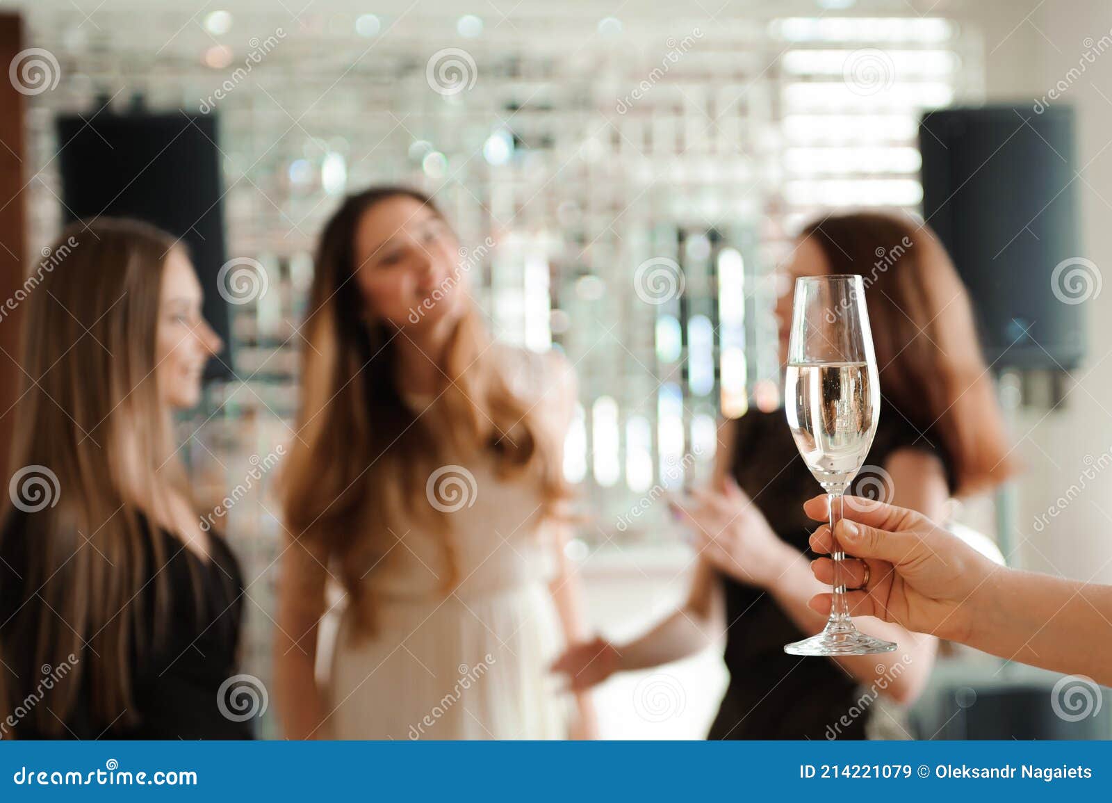 Group People with Champagne Dancing at the Party. Stock Image - Image ...