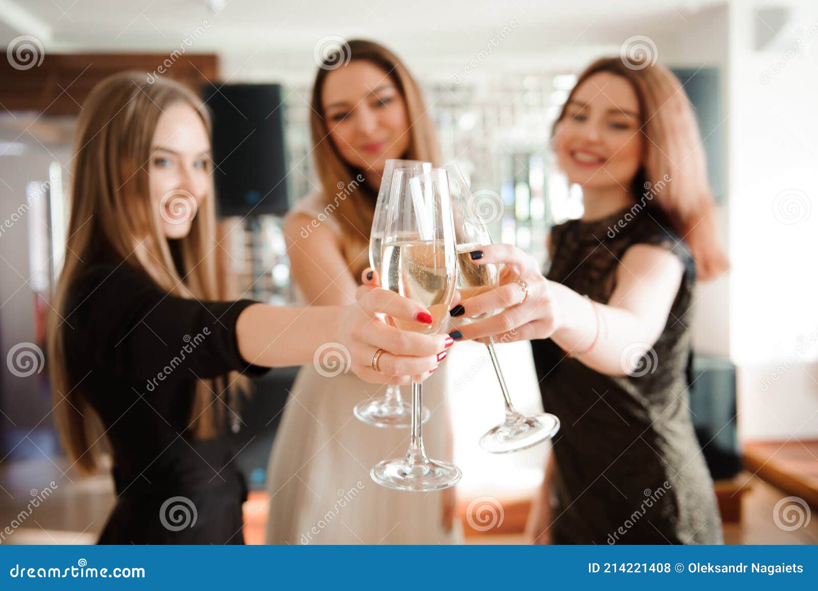 Group People with Champagne Dancing at the Party. Stock Photo - Image ...
