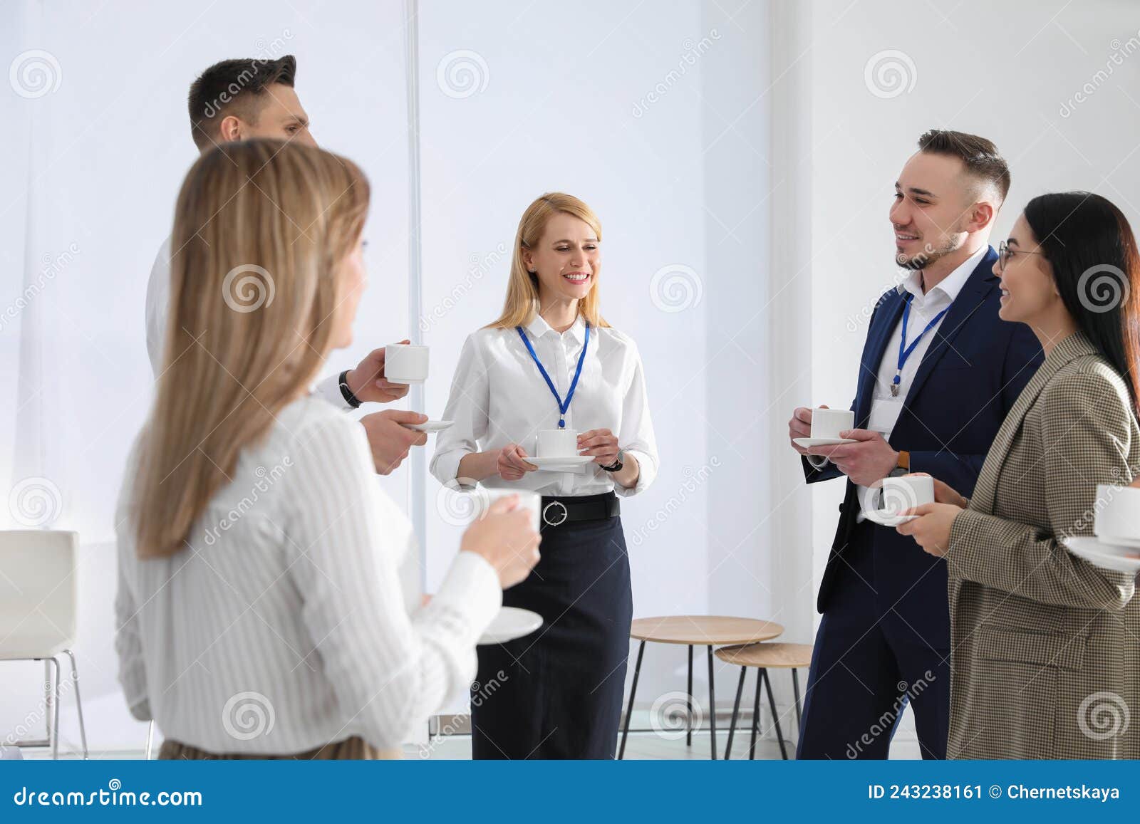 Group of People Chatting during Coffee Break Stock Image - Image of ...