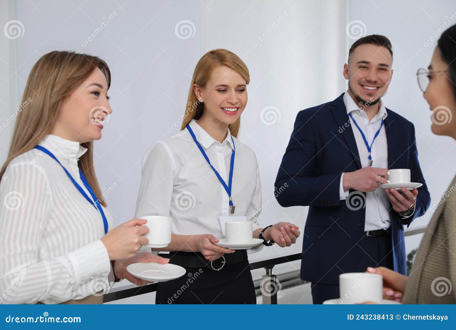 Group of People Chatting during Coffee Break Stock Image - Image of ...