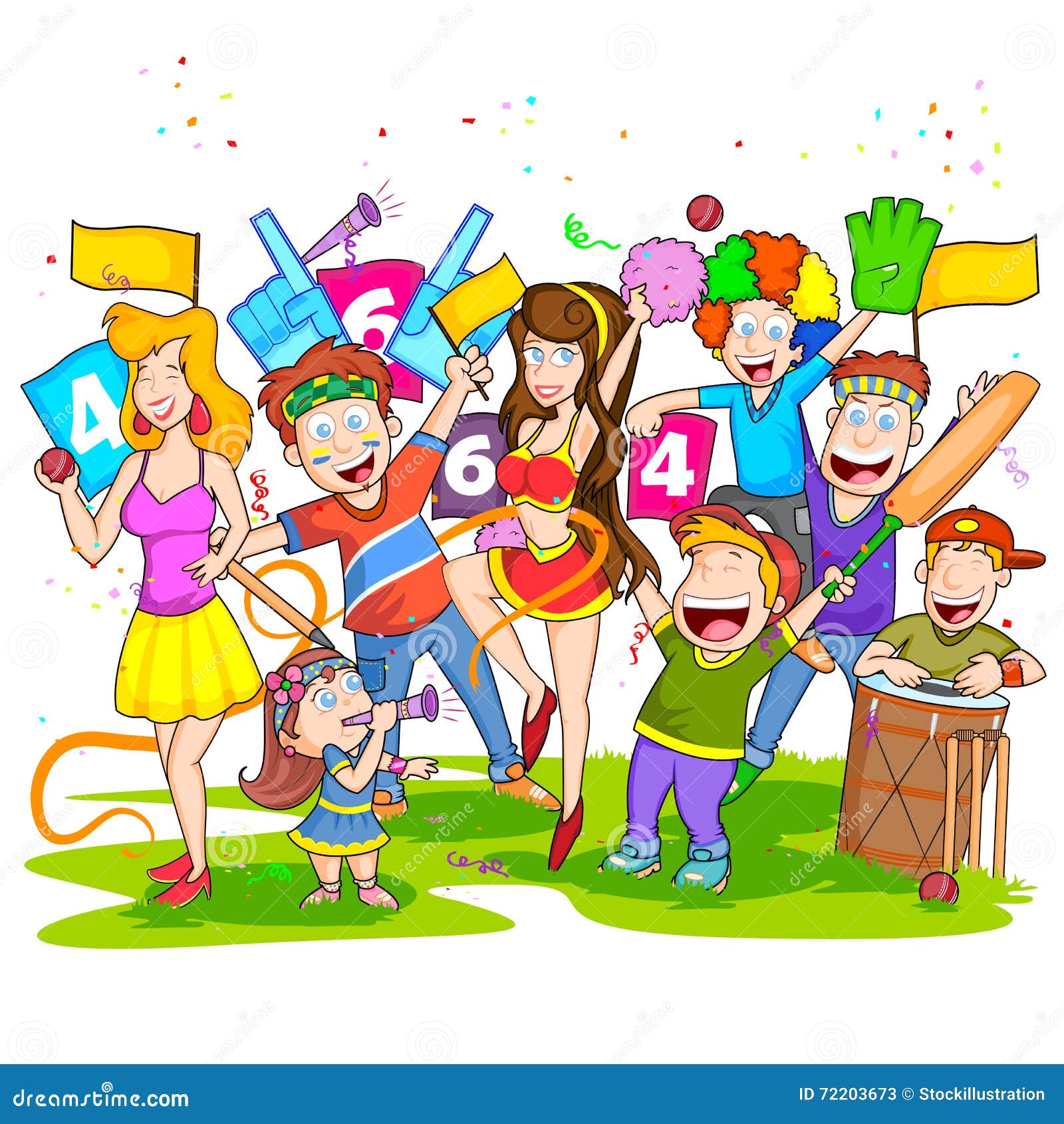 Group of People Cheering for Cricket Match Stock Vector - Illustration ...