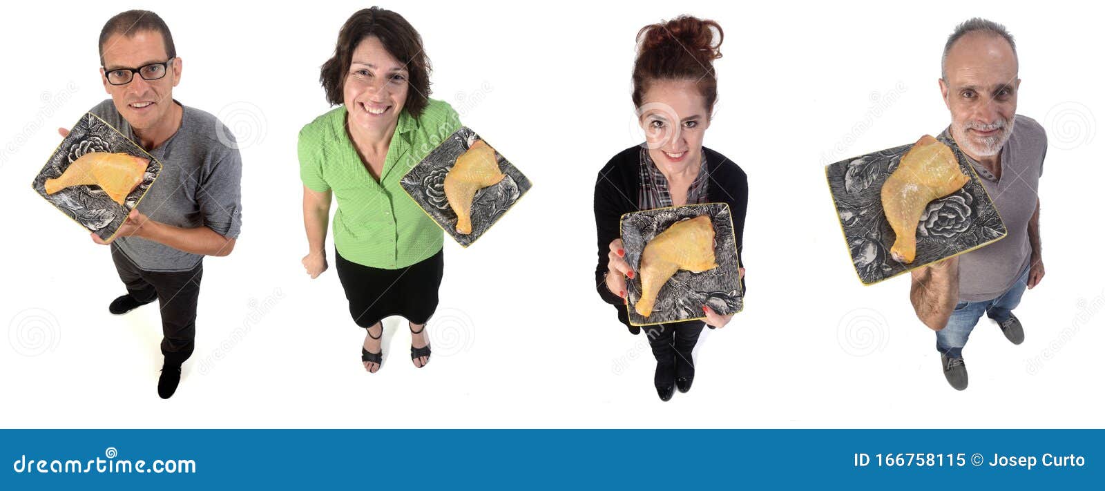 Group of People with Chicken on White Background Stock Image - Image of ...