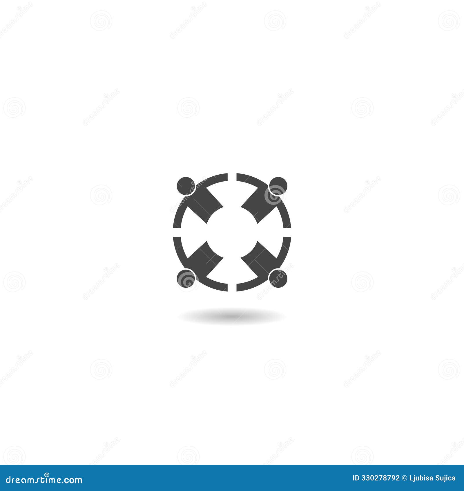 Group of People in a Circle Icon with Shadow Stock Illustration ...