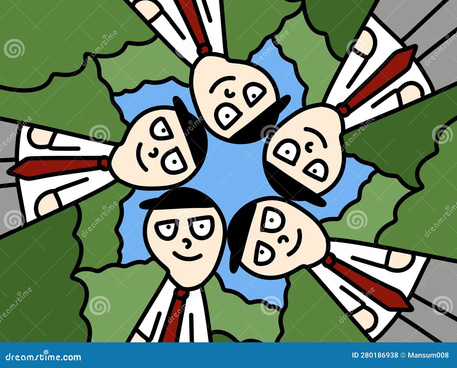 Group of People in a Circle of a Tree Stock Illustration - Illustration ...