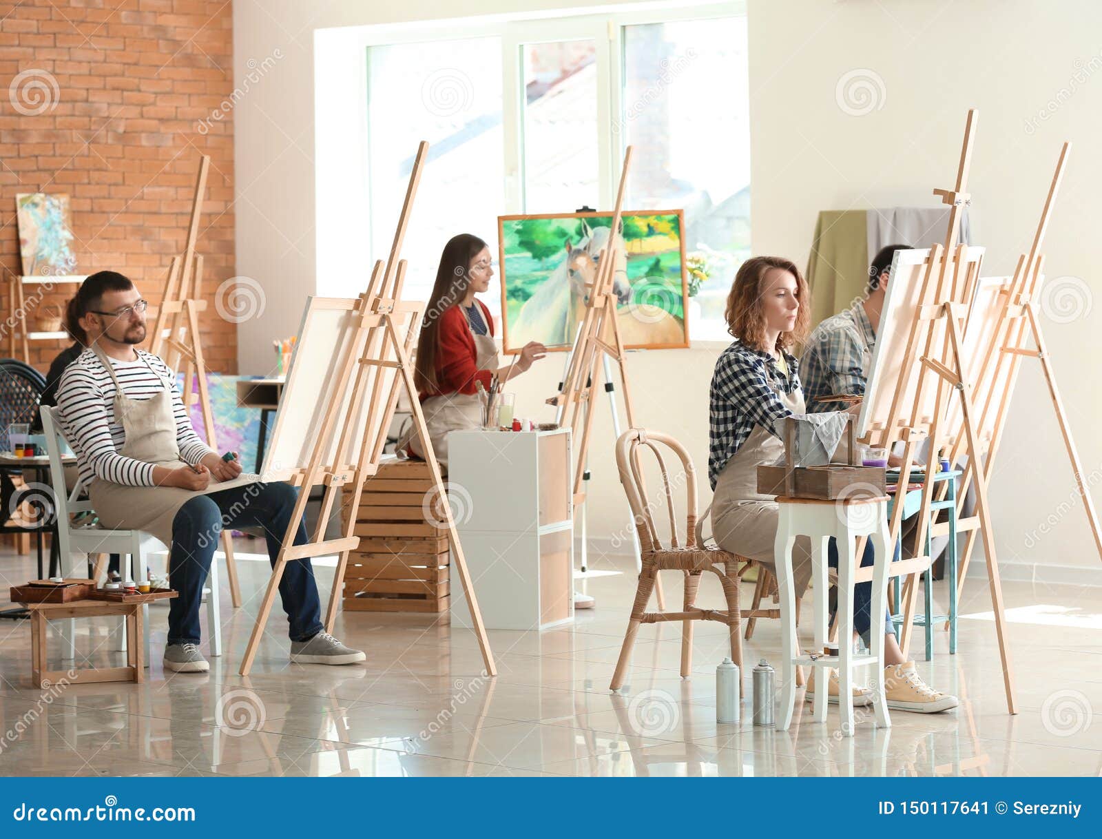 Group of People during Classes in School of Painters Stock Image ...