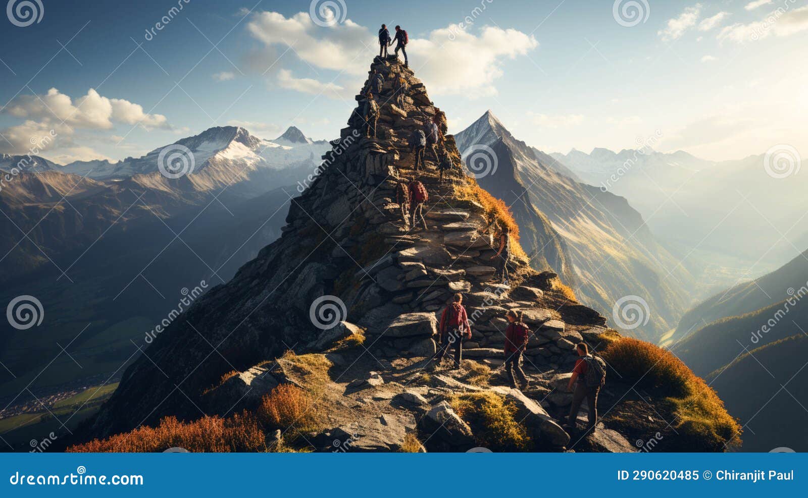 A Group People Climbing on Mountain Top Stock Image - Image of ...