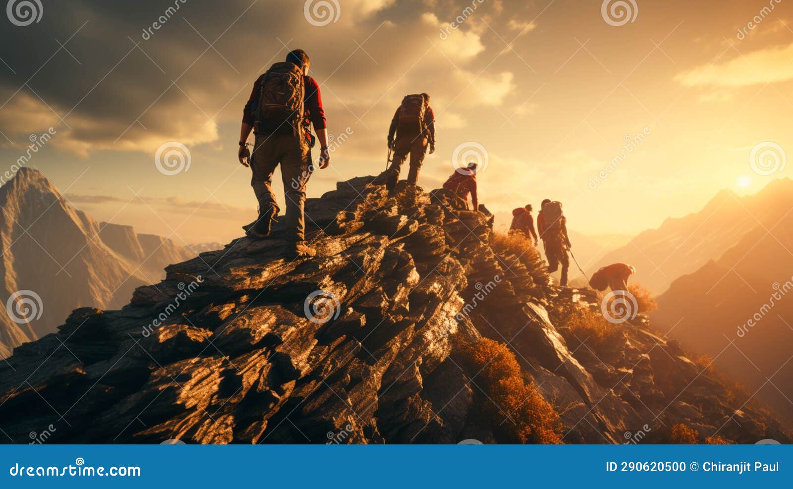 A Group People Climbing on Mountain Top Stock Photo - Image of group ...