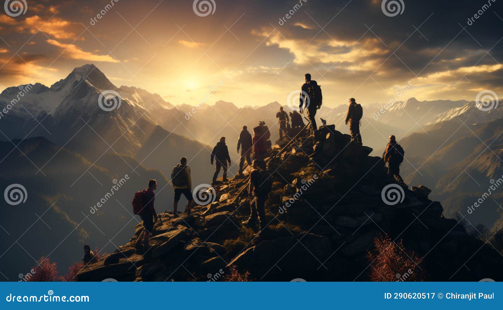 A Group People Climbing on Mountain Top Stock Image - Image of ...