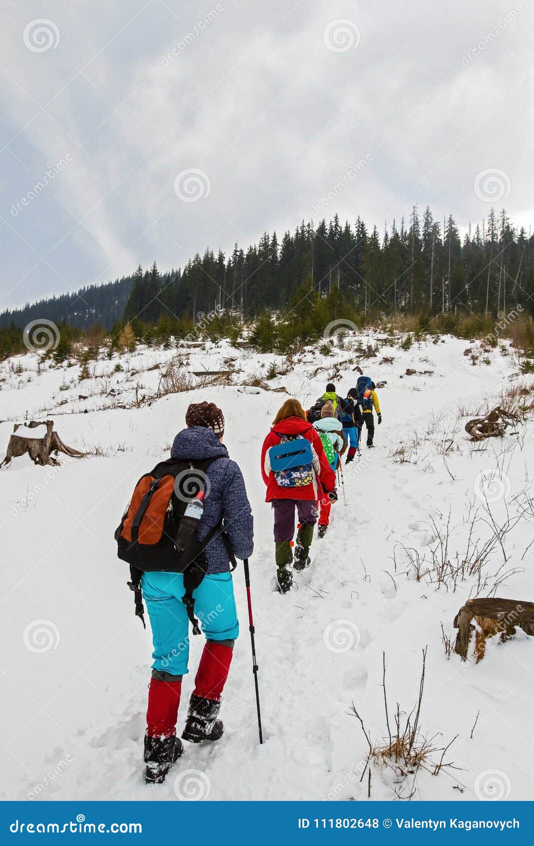 Spring Trekking in the Mountains Stock Photo - Image of cold, group ...