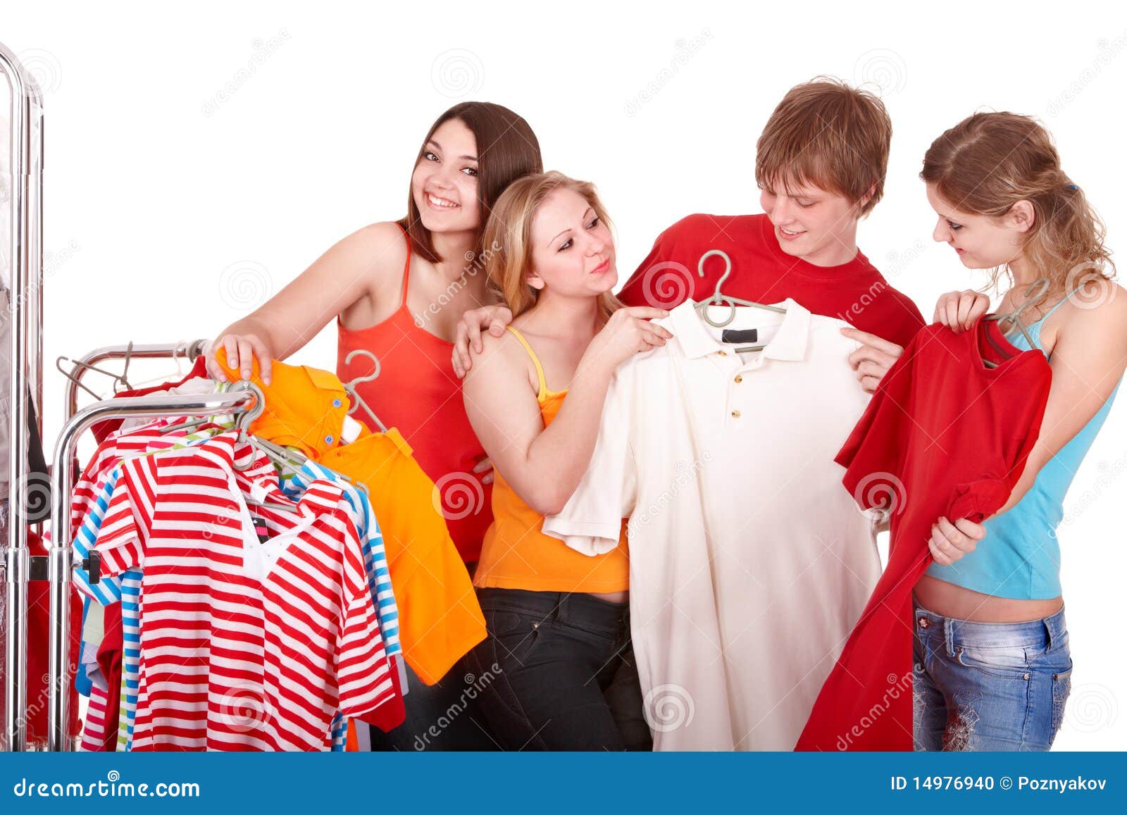 Group People in Clothing Shop. Stock Photo - Image of isolated, sale ...