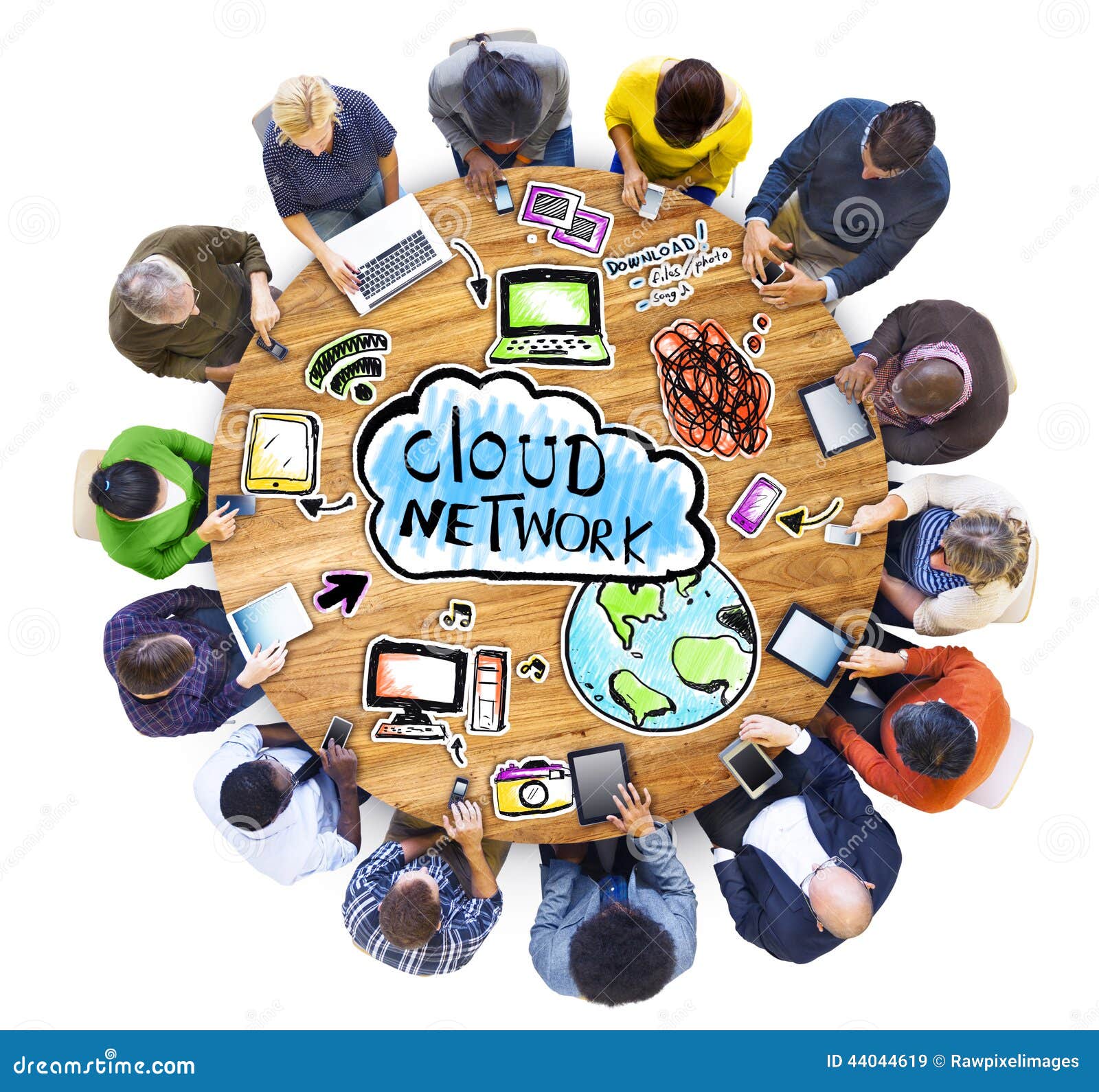 Group of People with Cloud Network Concept Stock Image - Image of cloud ...