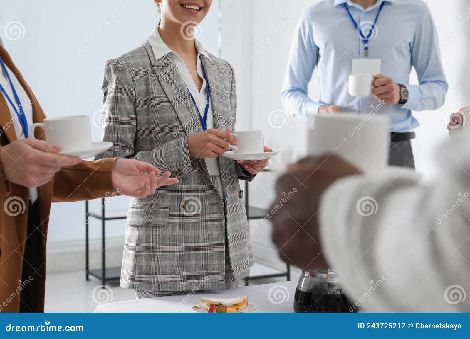 Group of People during Coffee Break, Closeup Stock Photo - Image of ...