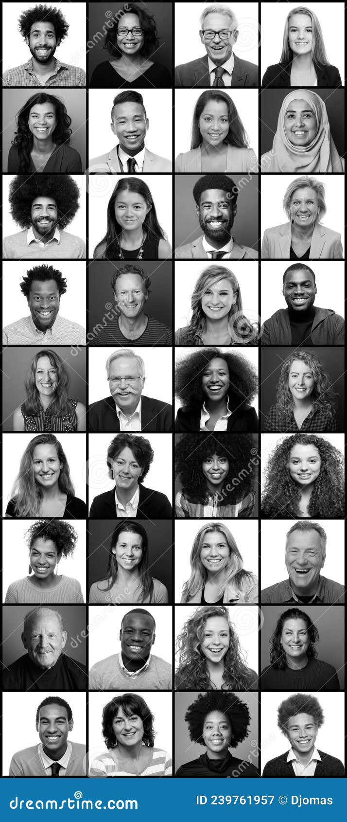 Group of People in a Collage Stock Image - Image of calm, stern: 239761957