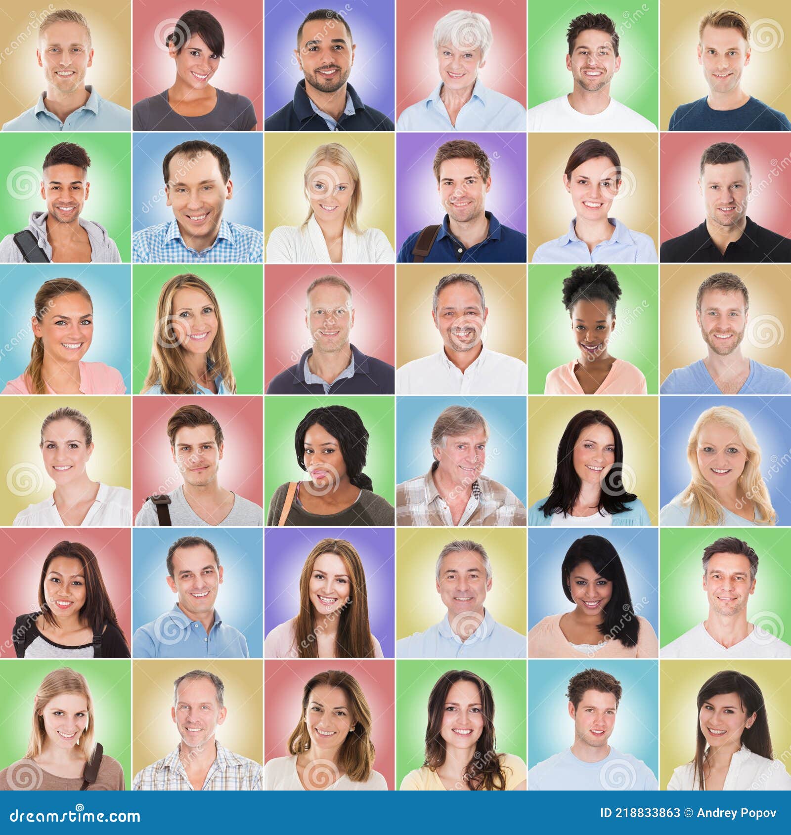 Group of People on Colored Background Stock Image - Image of expression ...