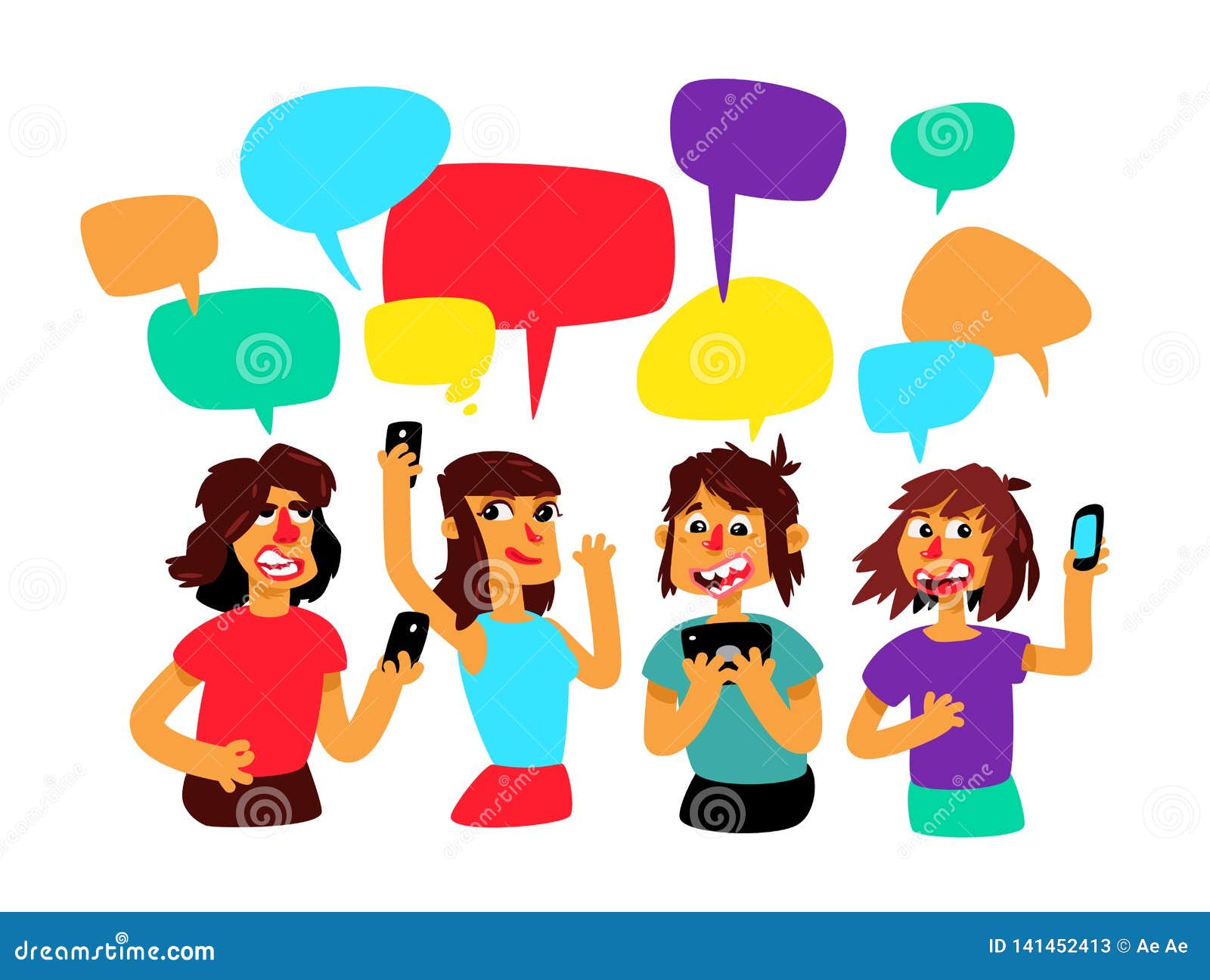 A Group of People with Comic Bubbles are Debating. Vector. People Chat ...