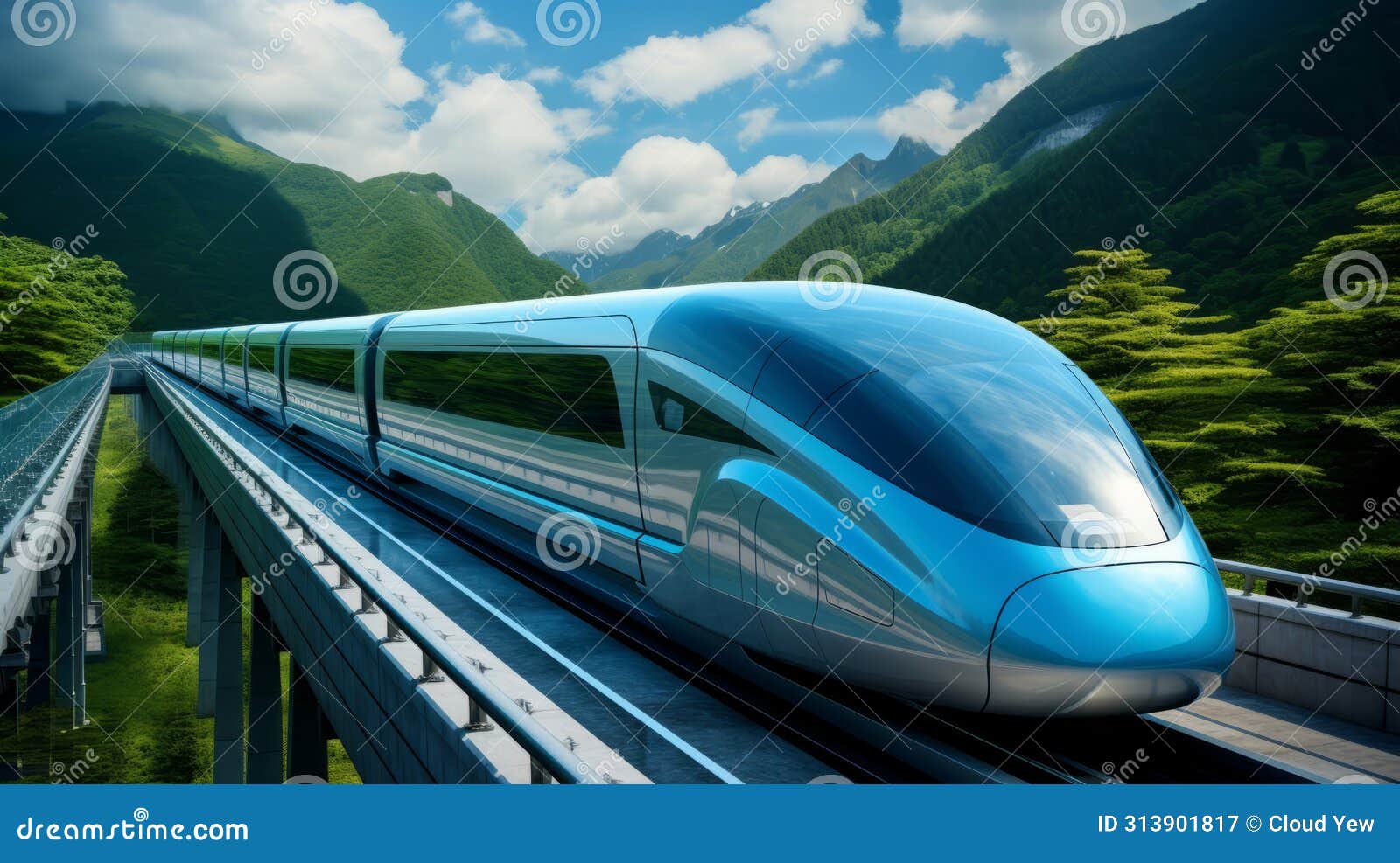 A Highspeed Maglev Train Zooms Through A City At Night, Showcasing The ...