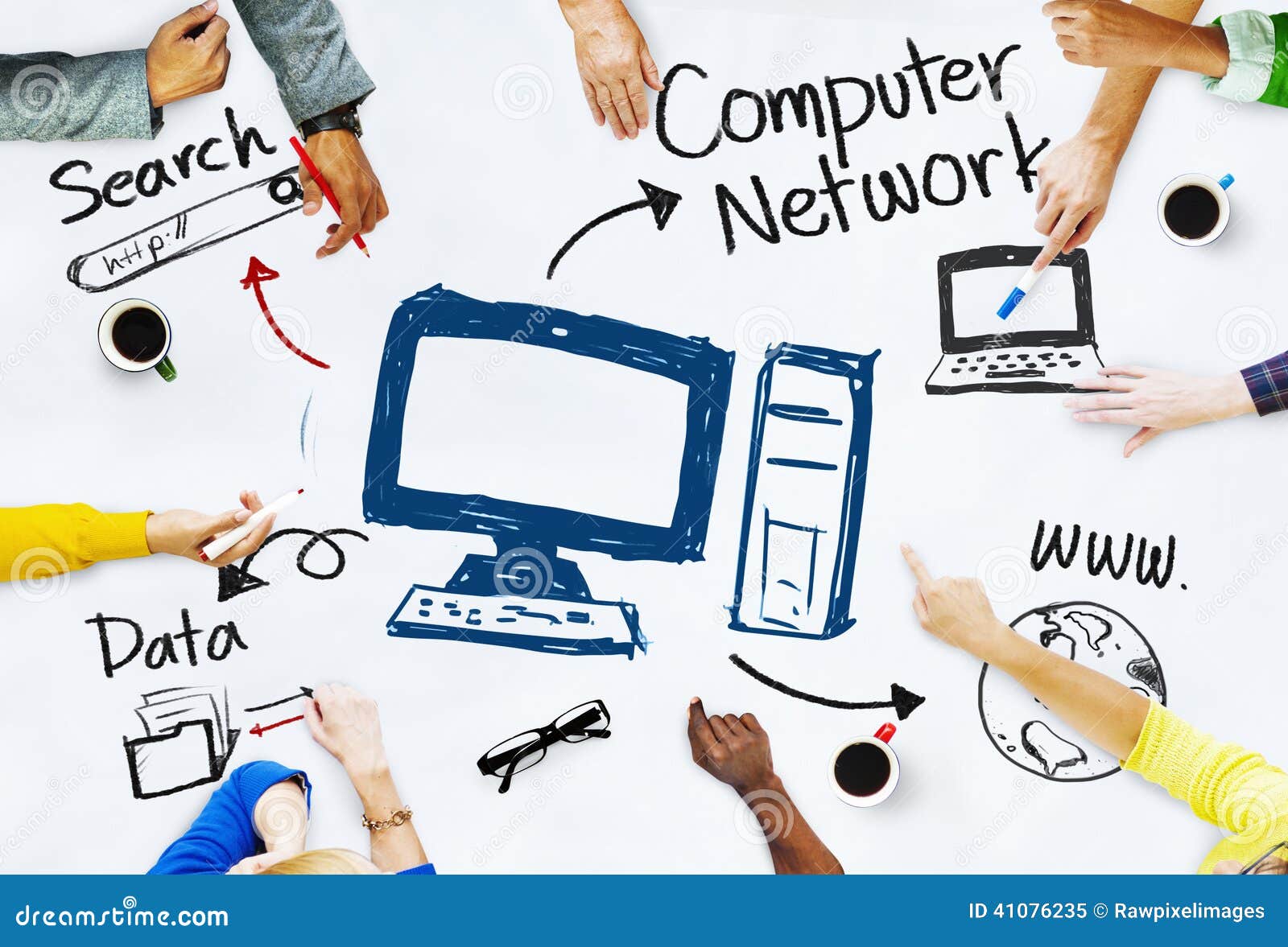 Group of People with Computer Network Concept Stock Image - Image of ...