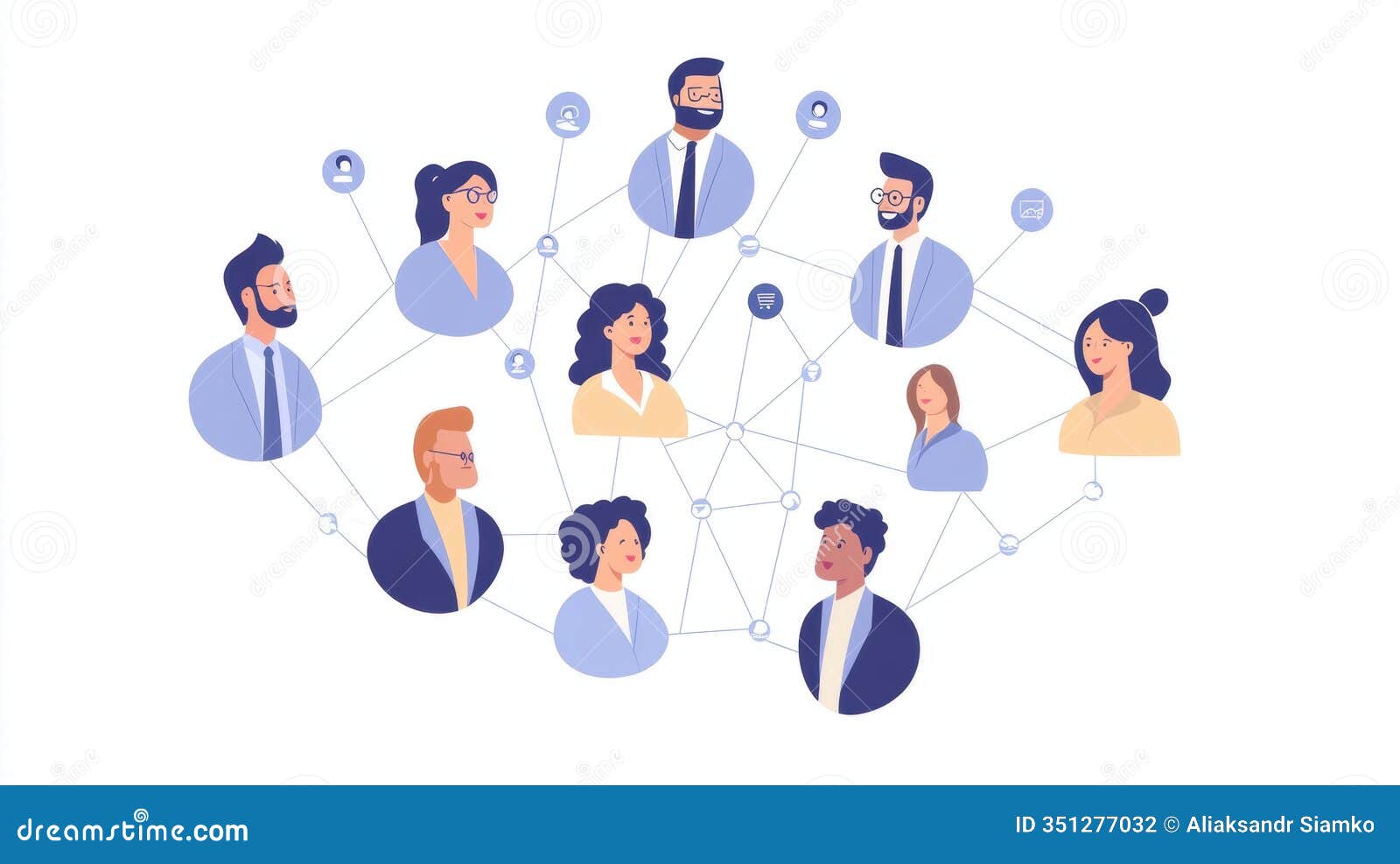 A Group of People Connected by a Network Stock Illustration ...