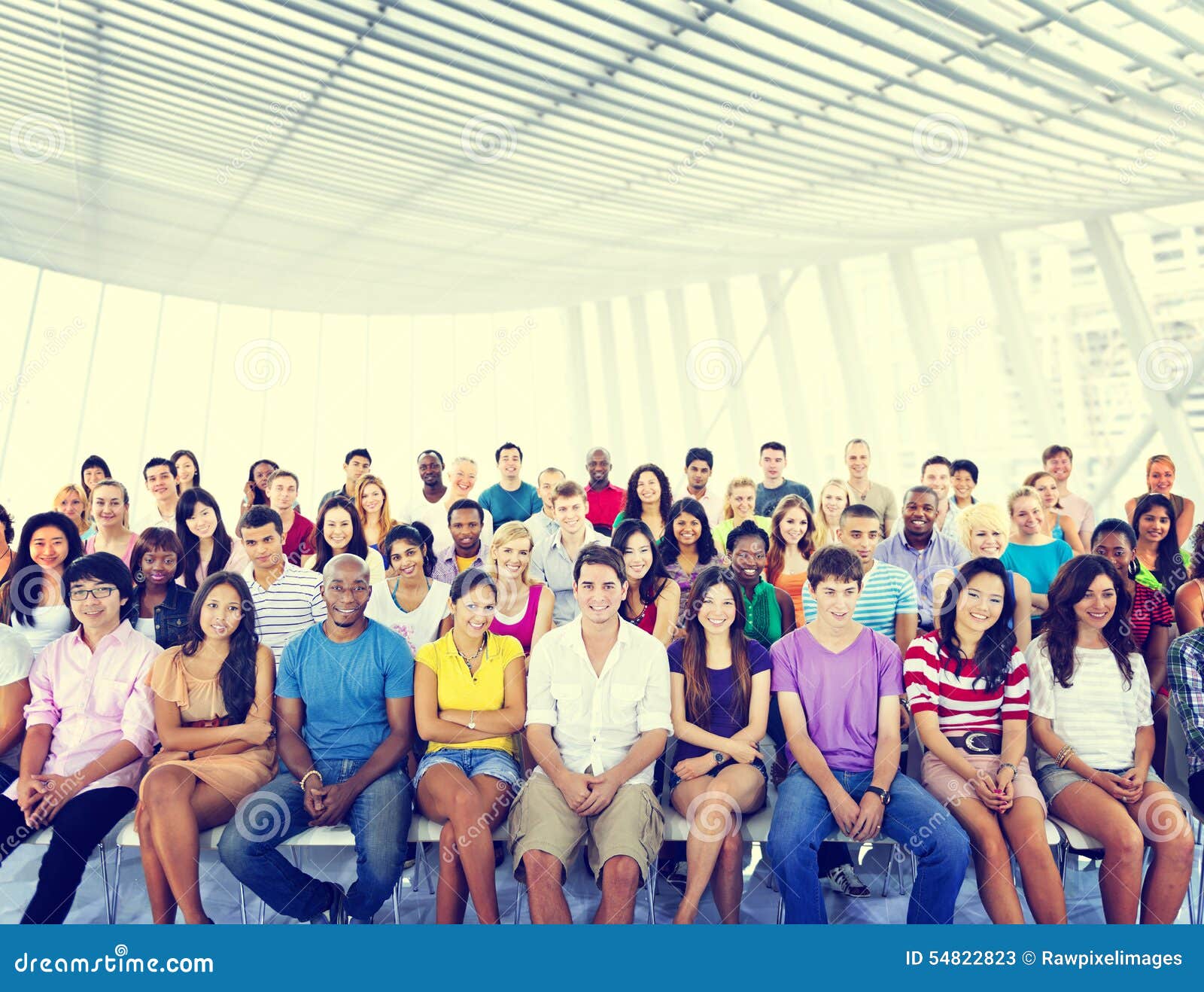 Group People Crowd Audience Casual Multicolored Sitting Concept Stock ...