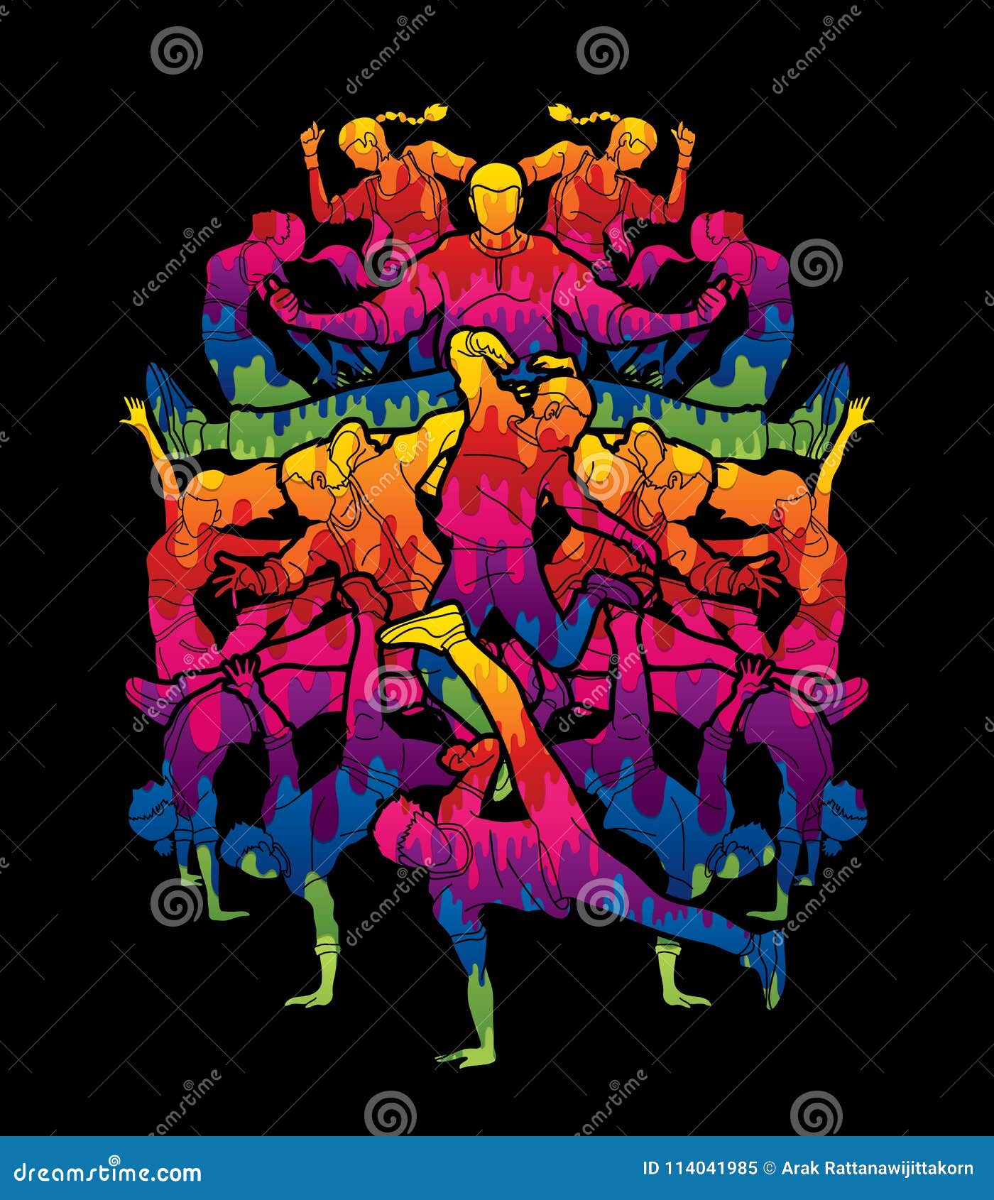 Group of People Dancing, Dancer Dance Together, Street Dance Graphic ...