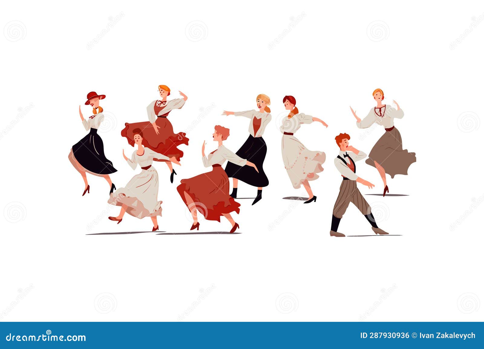 Group of People Dancing Folk Dance. Vector Illustration Design Stock ...