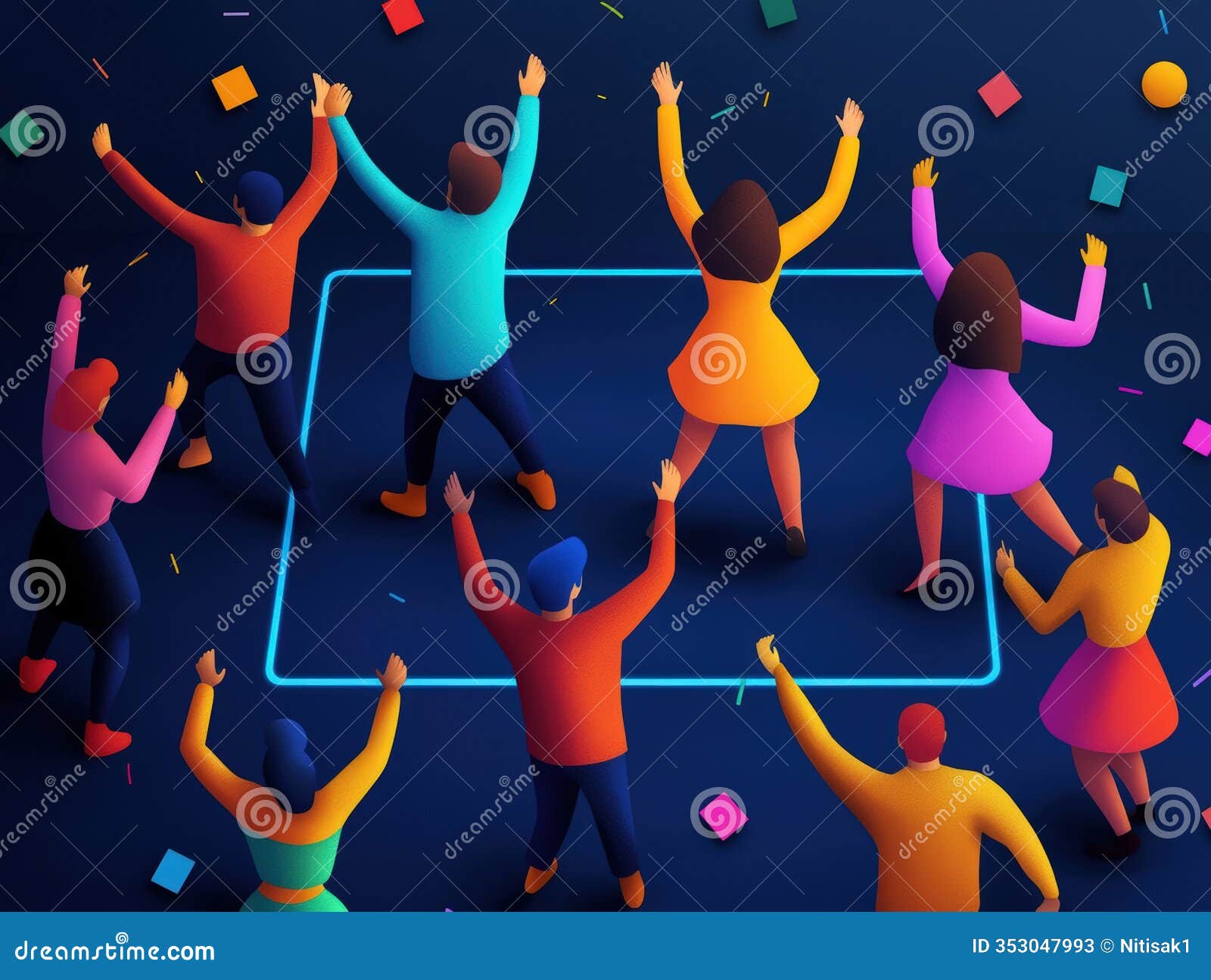 Group of People Dancing Joyfully Together Stock Illustration ...