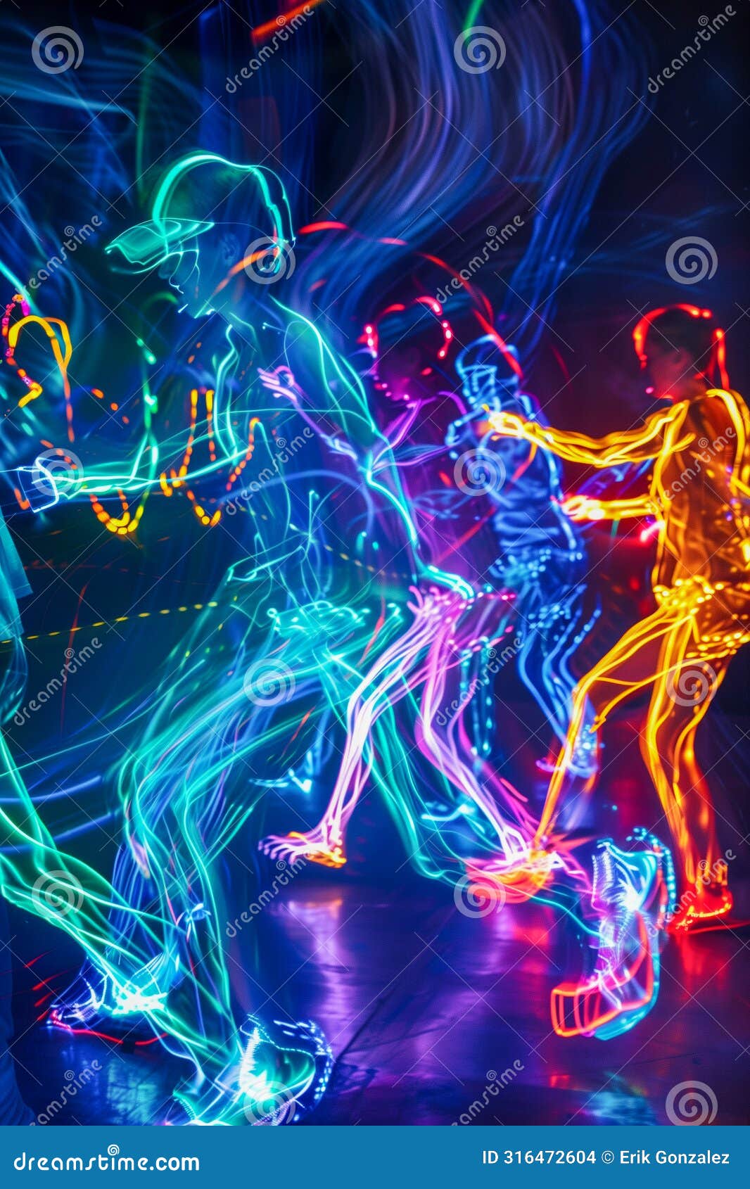 A Group of People are Dancing in Neon Lights Stock Photo - Image of ...