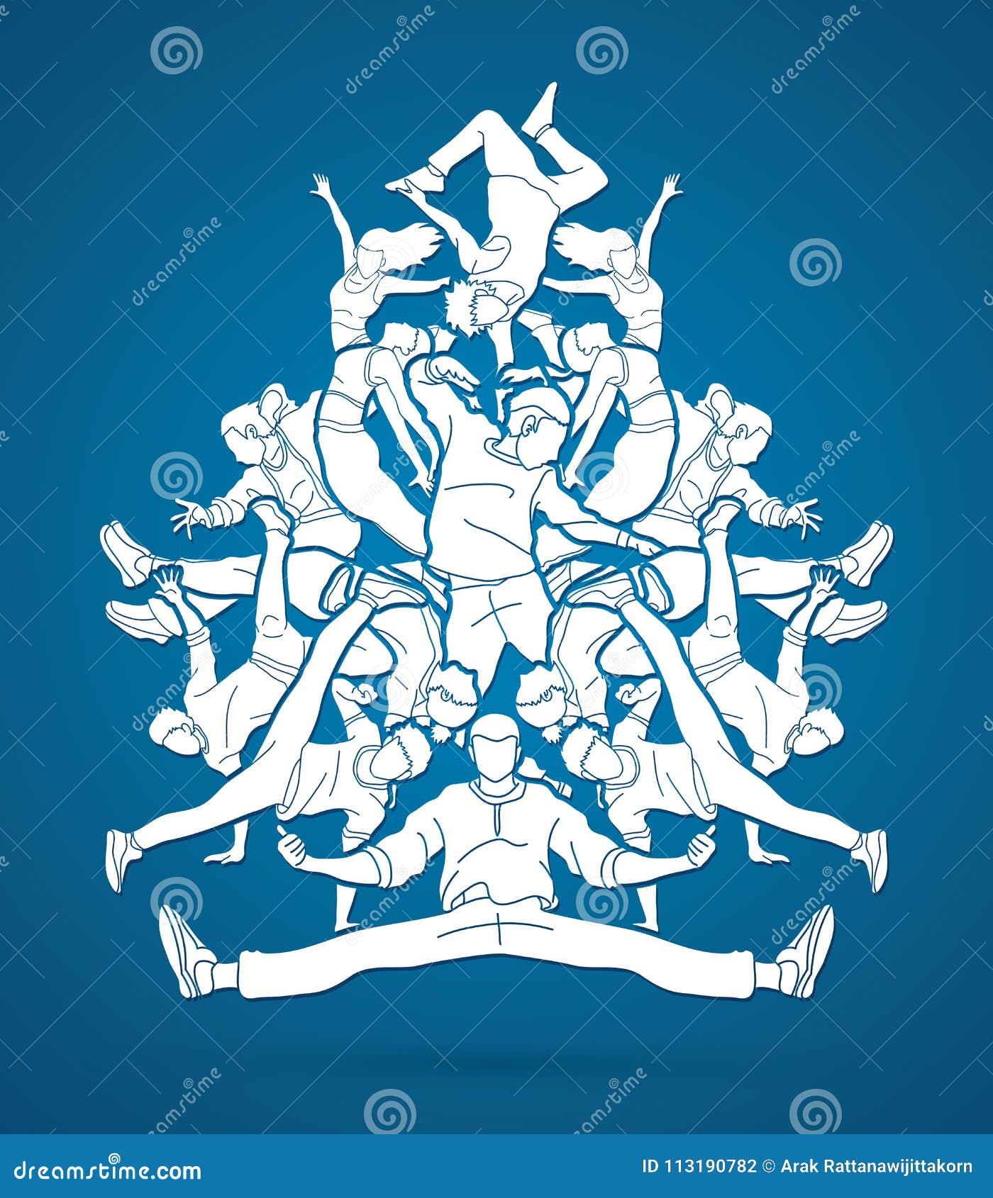 Group of People Dancing, Street Dance Action, Dance Together Graphic ...