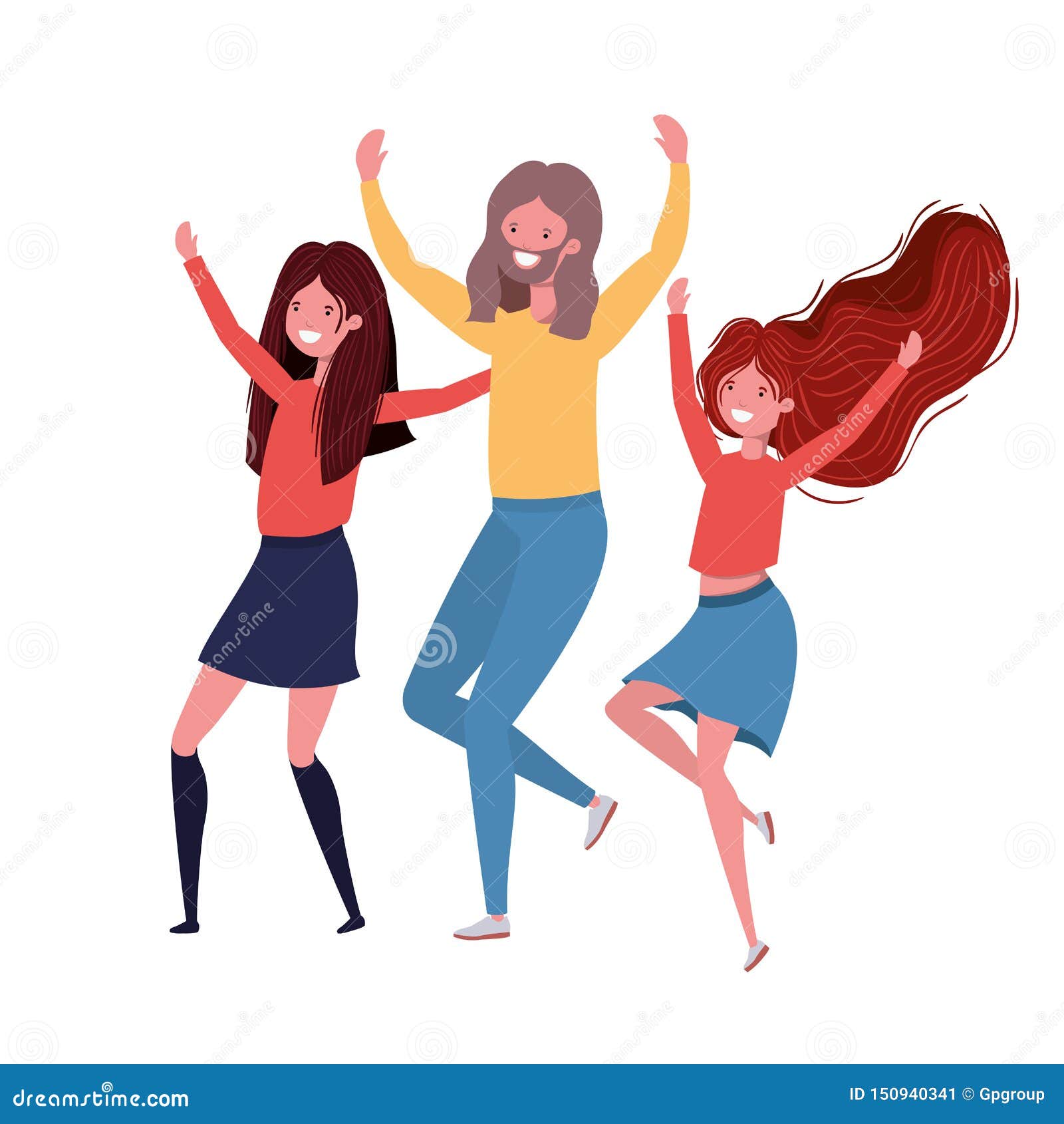 Group of People Dancing in White Background Stock Vector - Illustration ...