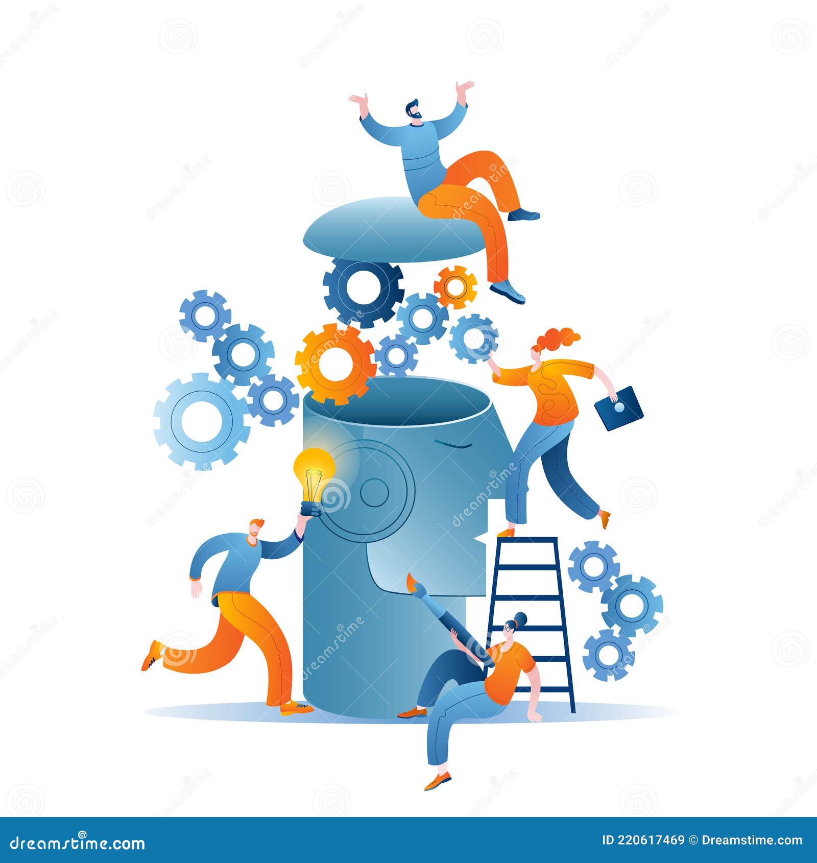 A Group of People is Developing Artificial Intelligence. Stock Vector ...