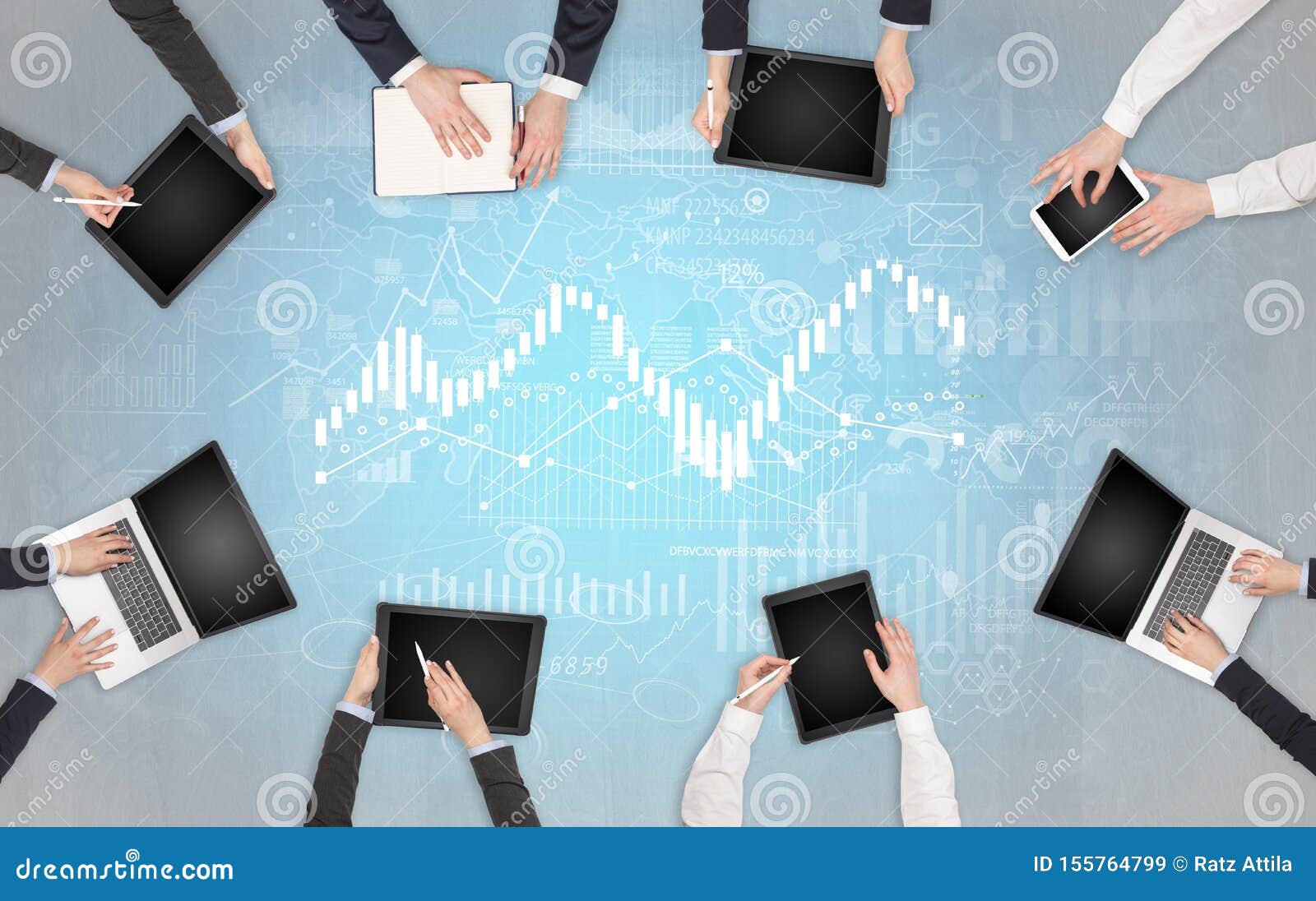 Group of People with Devices in Hands Teamworking on Laptops, Tablets ...