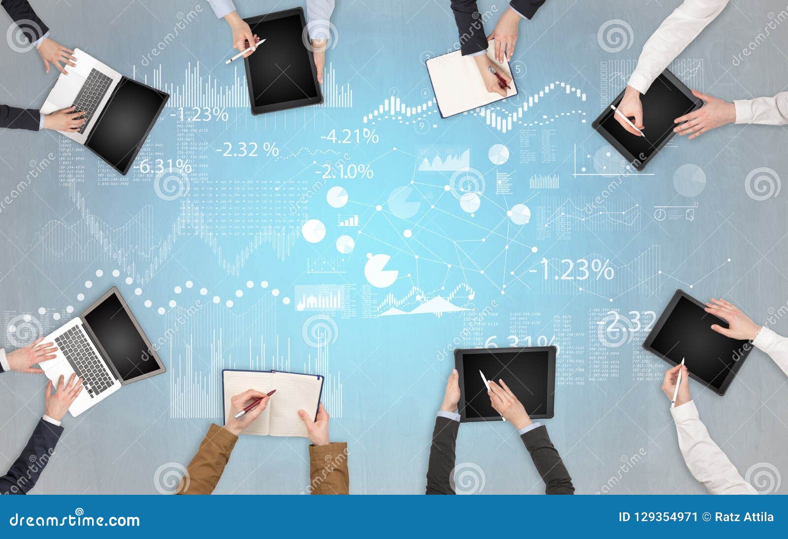 Group of People with Devices in Hands Teamworking on Laptops, Tablets ...