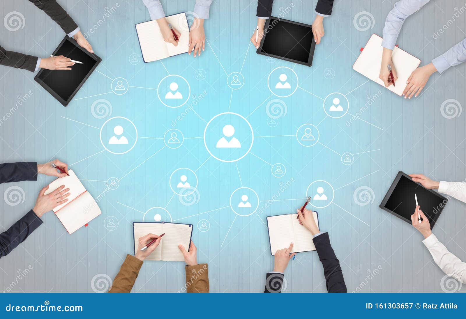 Group of People with Devices in Hands Working on Laptops and Tablets ...