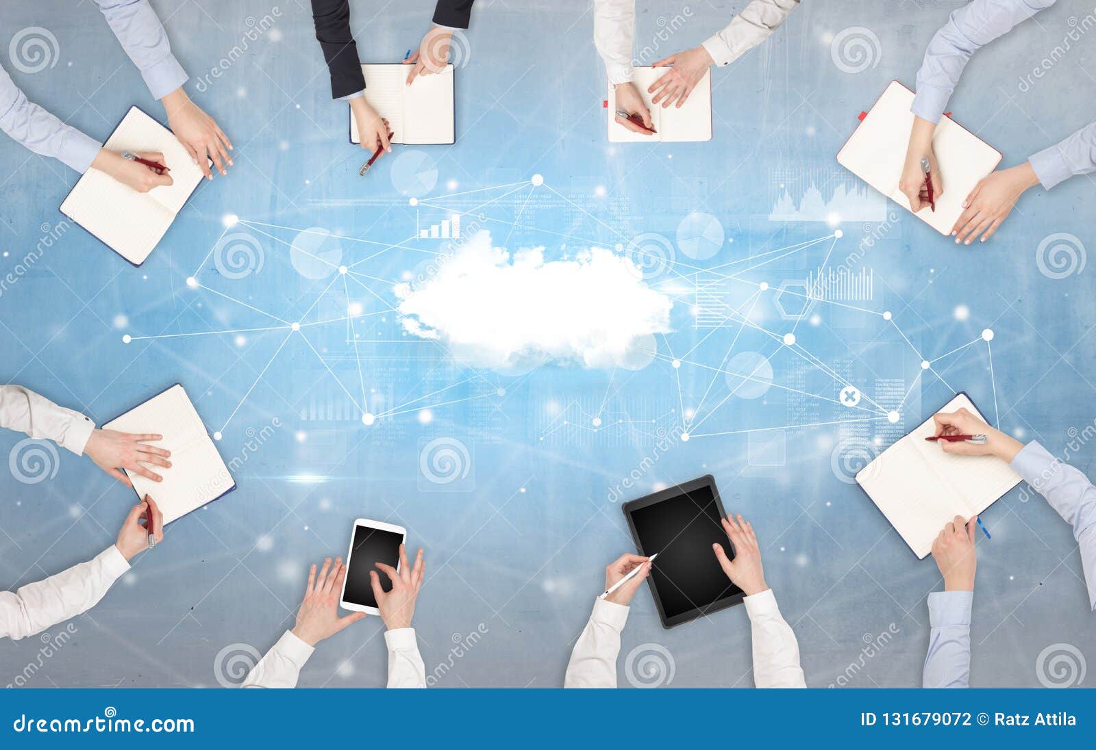 Group of People with Devices in Hands Working on Laptops and Tablets ...