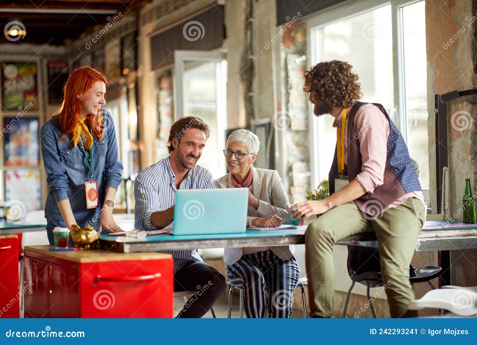 Group of People, Different Age and Gender, Working Together in Open ...