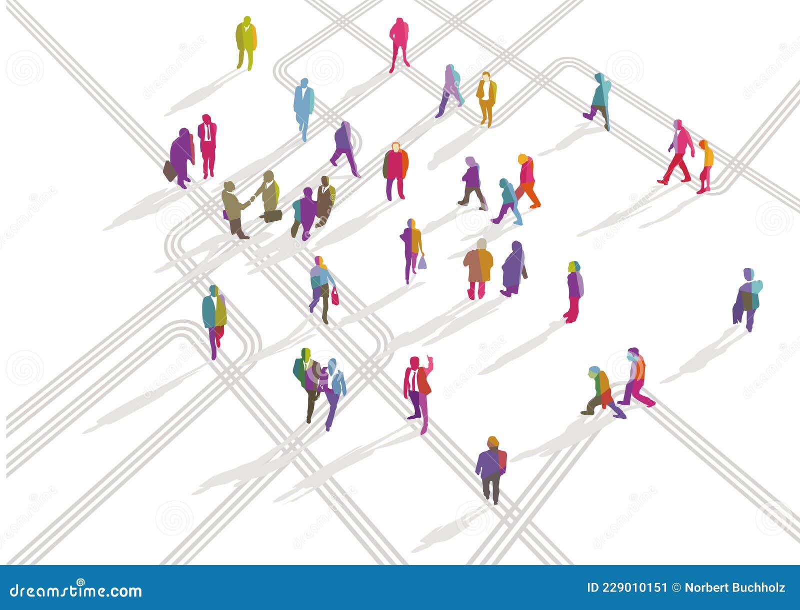 Group of People in Different Directions Illustration Stock Vector ...